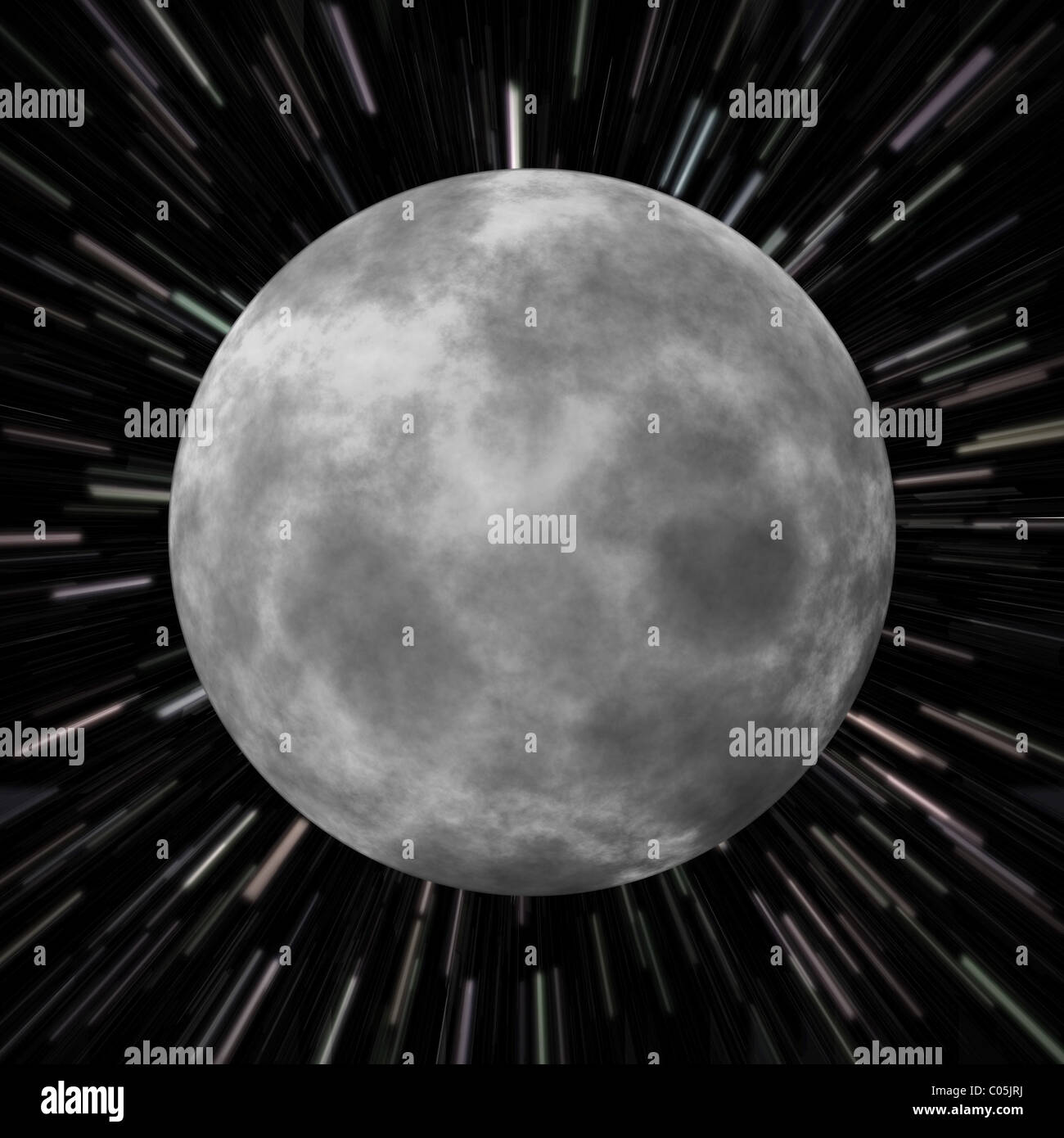 Illustration of the moon over a star field background with high speed ...