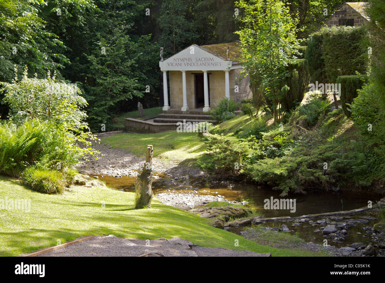 Full size replica of a Roman building, with a river flowing in the ...