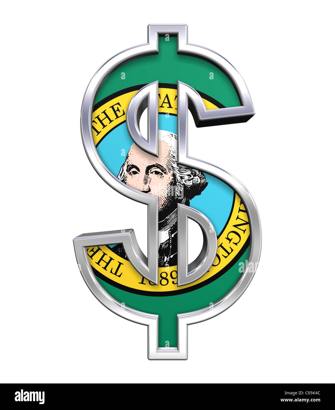 Dollar sign with Washington flag isolated on white Stock Photo - Alamy