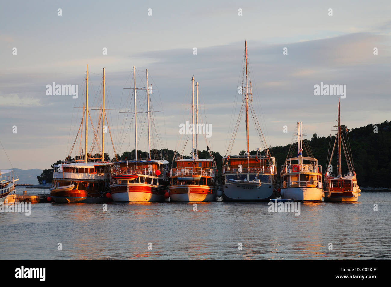 Boats in a port Pomena, island Mljet in Croatia Stock Photo - Alamy