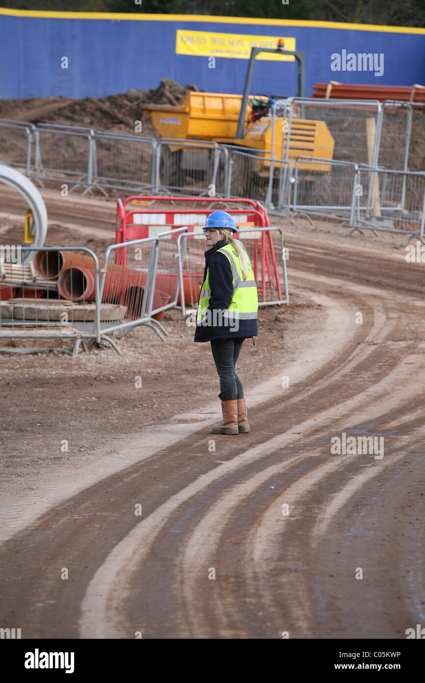 female building site manager on house building site Stock Photo - Alamy