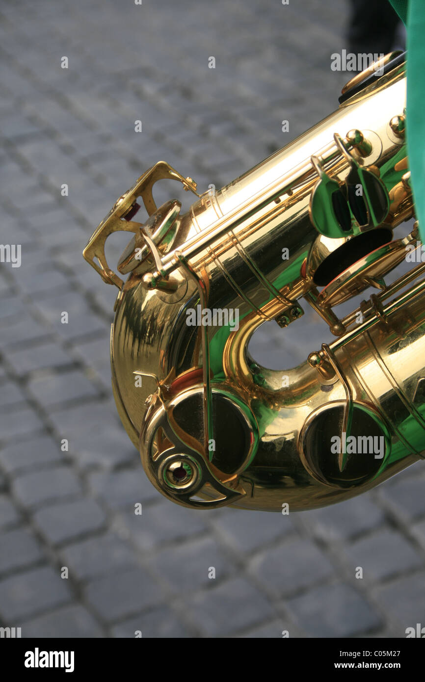 busker in street in city town Stock Photo - Alamy