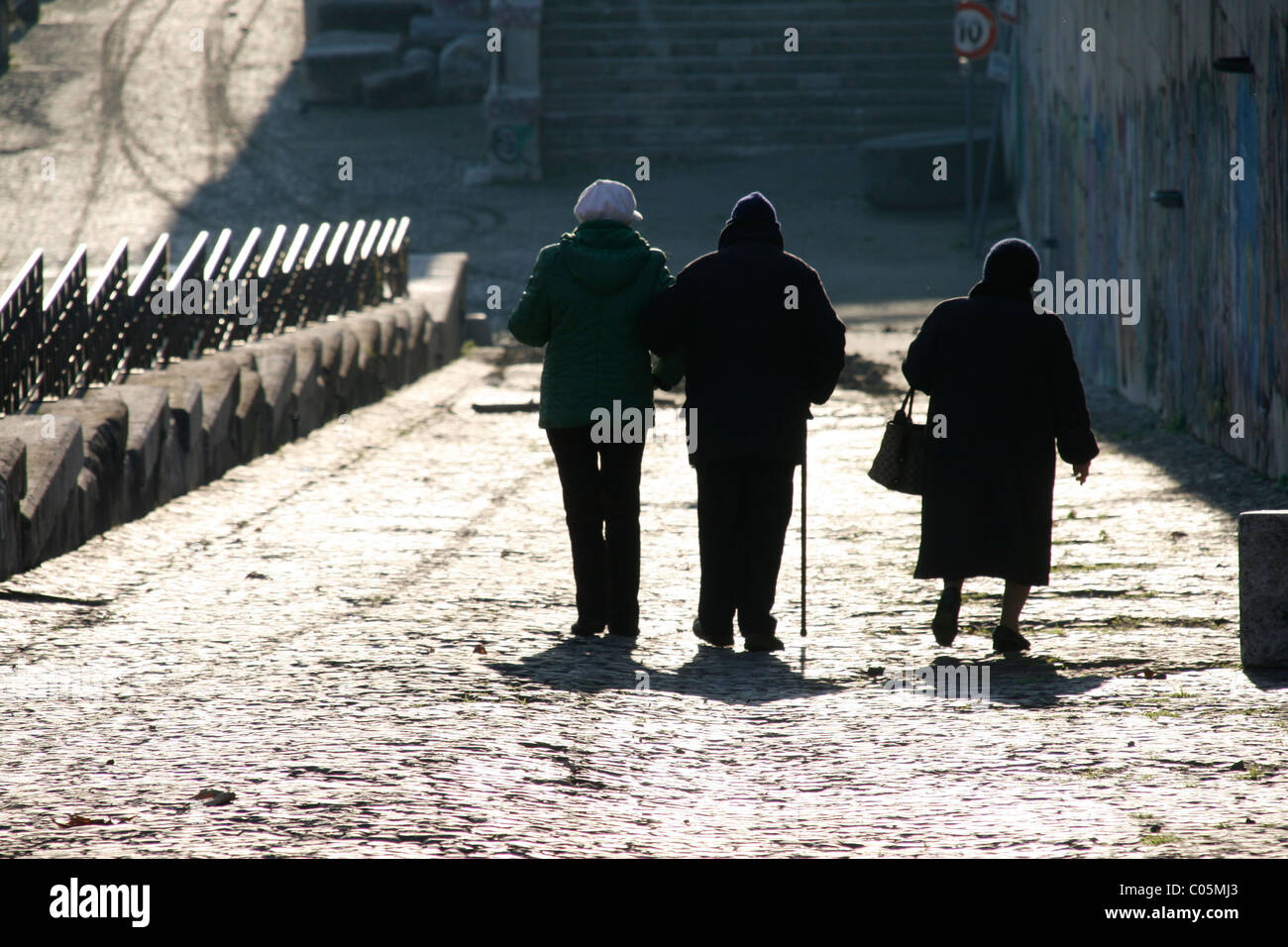 old woman with daughter walking in rome italy women two friends couple ...
