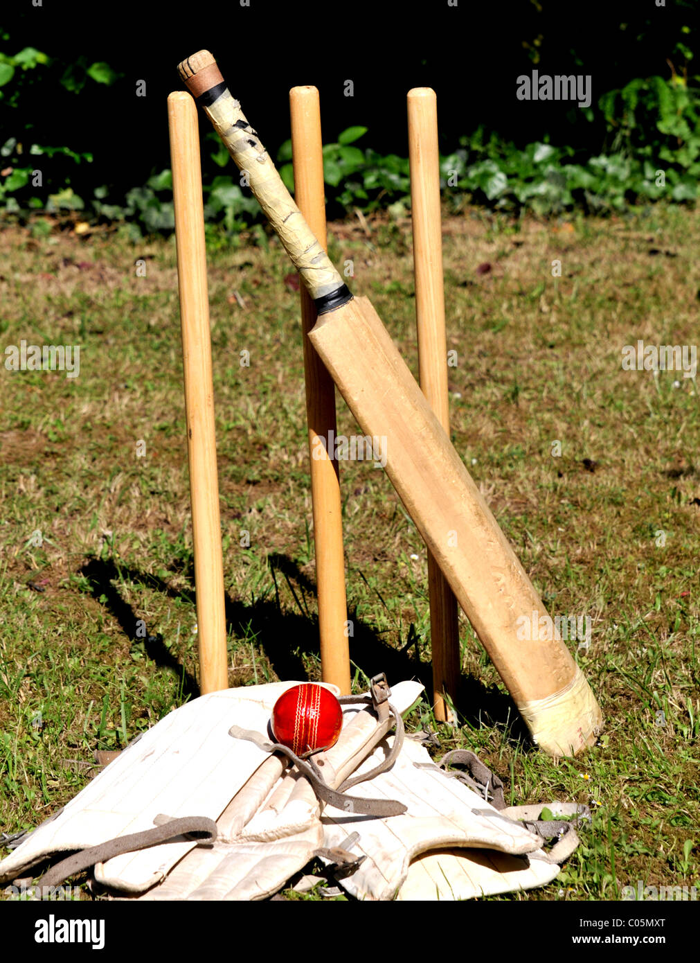 Equipment for Cricket; Cricketausrüstung Stock Photo - Alamy