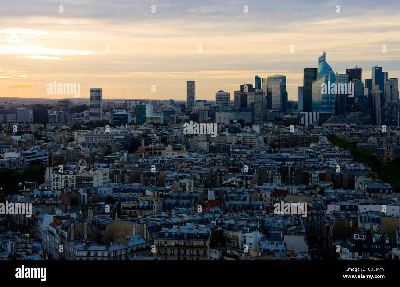 Paris Business District at Sunset Stock Photo - Alamy