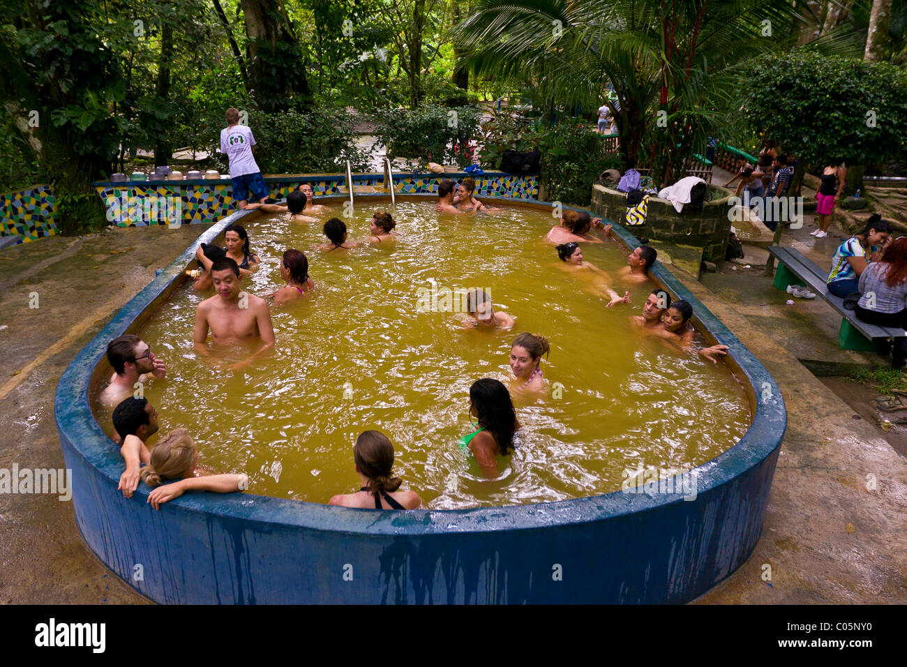 EL VALLE de ANTON, PANAMA - People bathing in Pozos Termales hot Stock ...