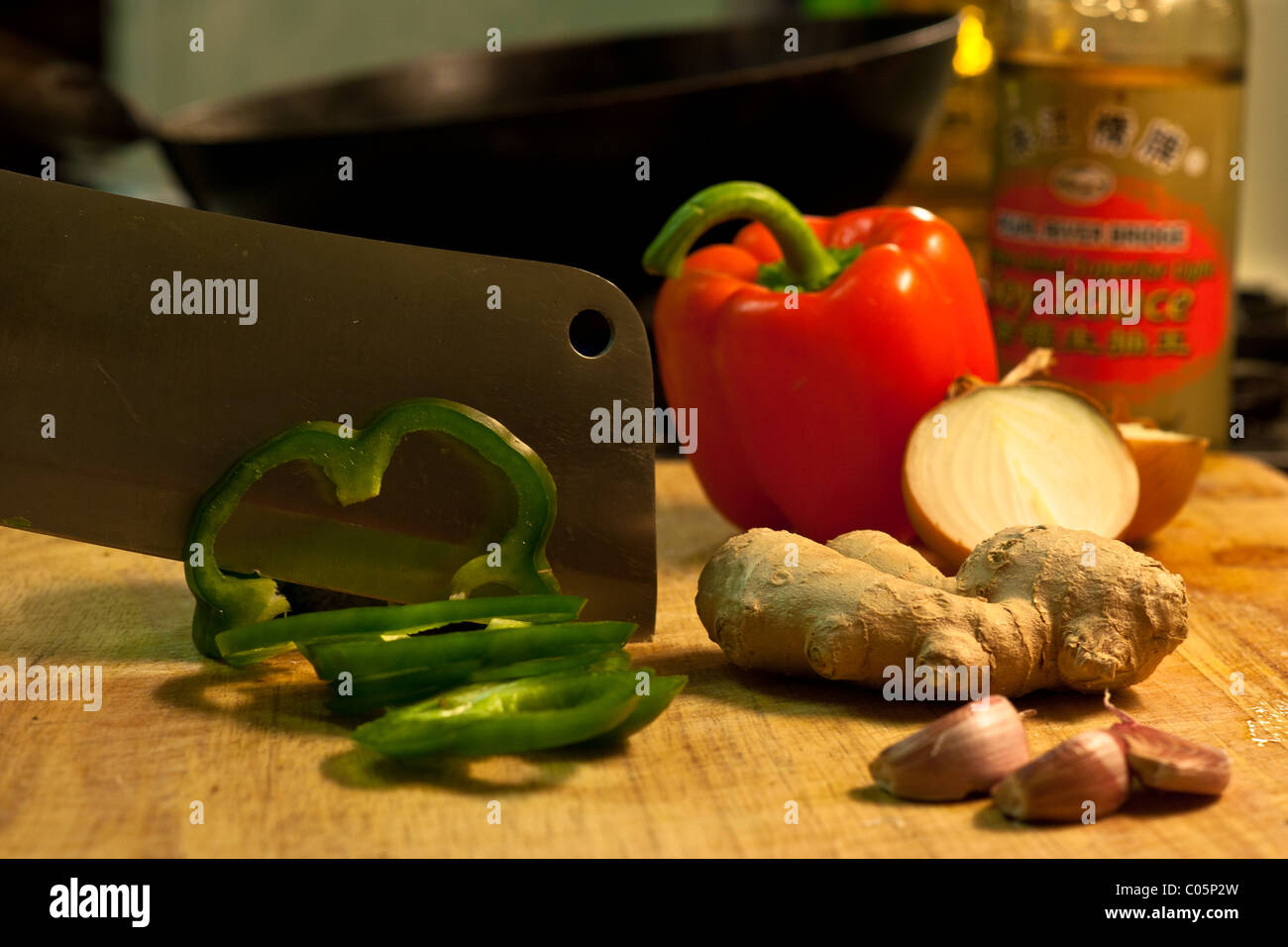Fresh Chinese food being prepared for a stir fry Stock Photo - Alamy