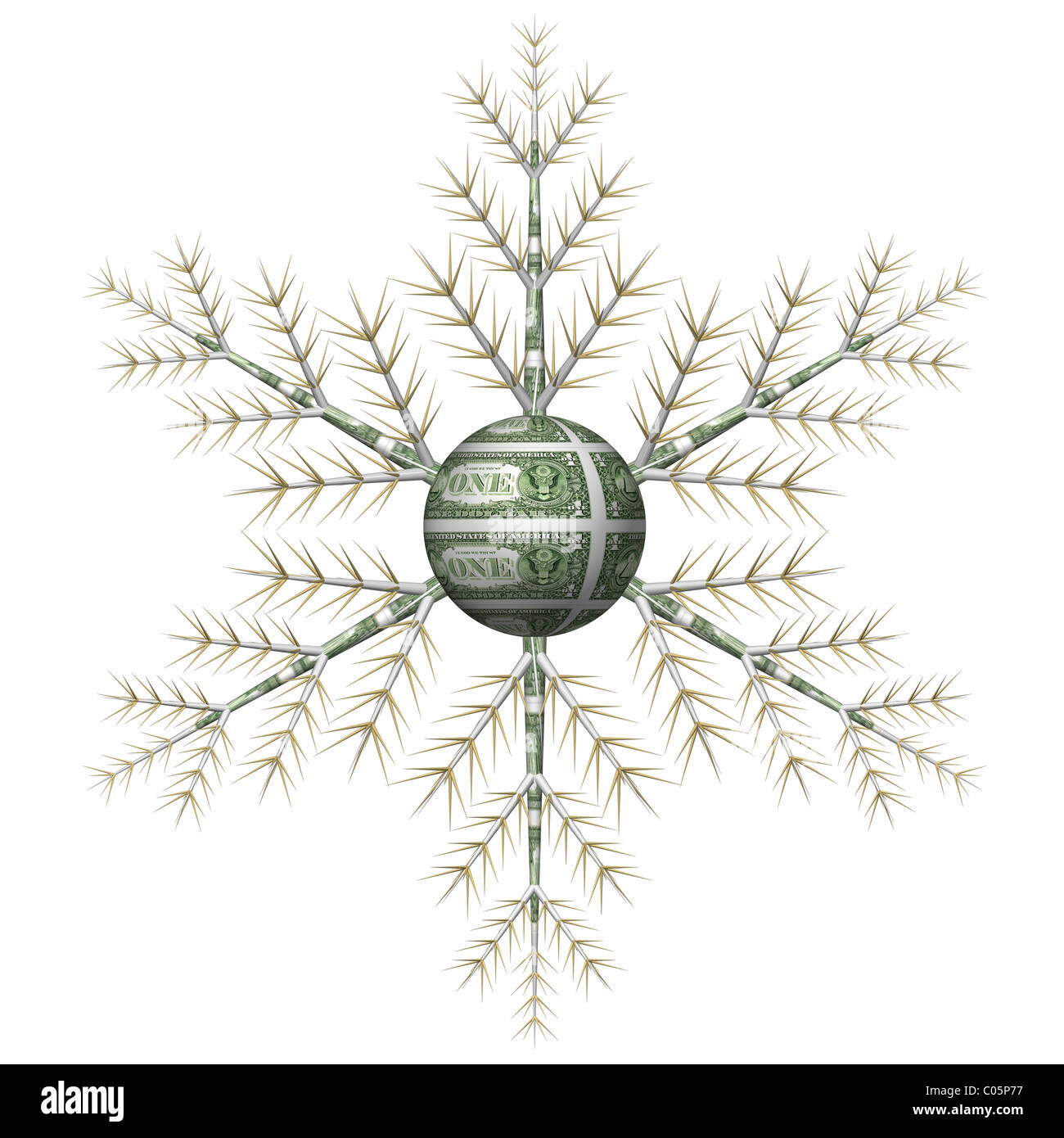 Dollar snowflake on a white background, it is isolated, 3d Stock Photo ...