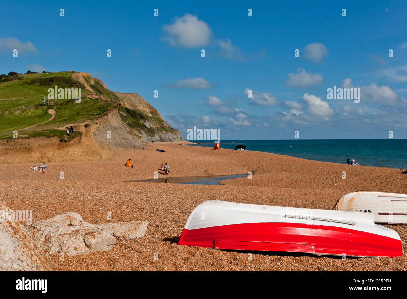 Beach scene at Seatown, Devon Stock Photo - Alamy
