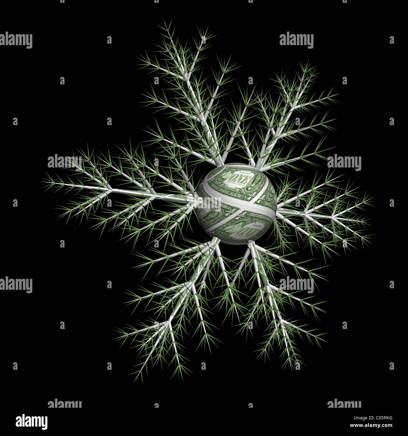 Dollar snowflake on a black background, it is isolated, 3d Stock Photo ...
