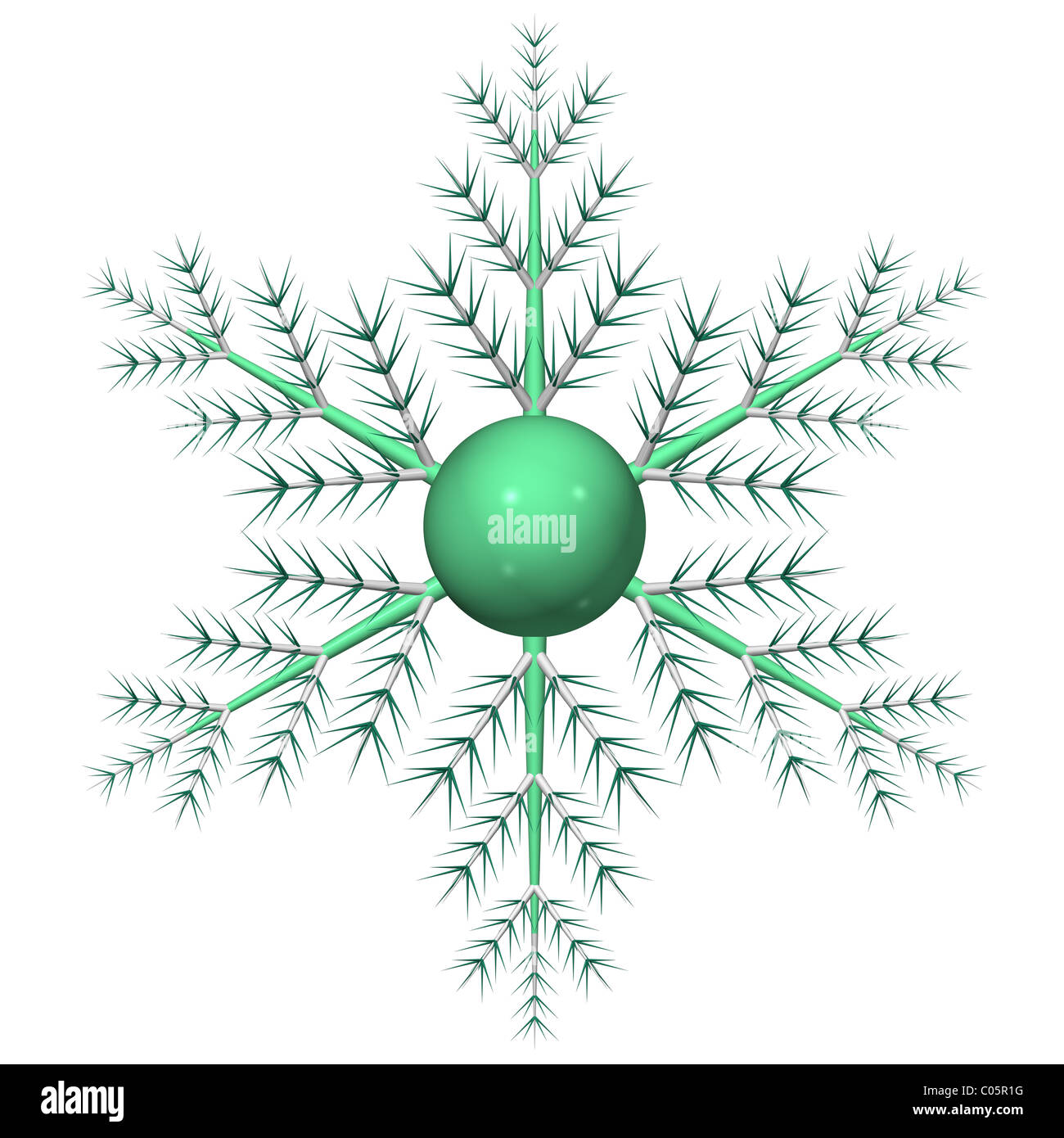 Green snowflake on a white background, it is isolated, 3d Stock Photo ...