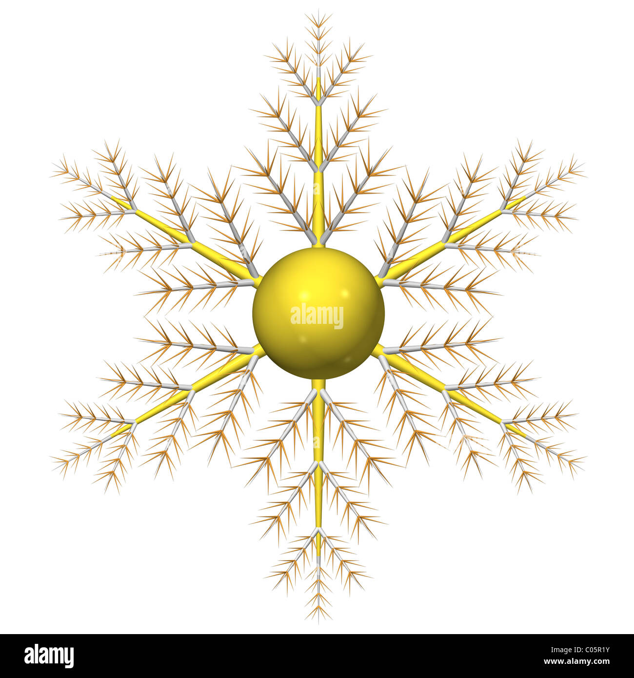 Yellow snowflake on a white background, it is isolated, 3d Stock Photo ...