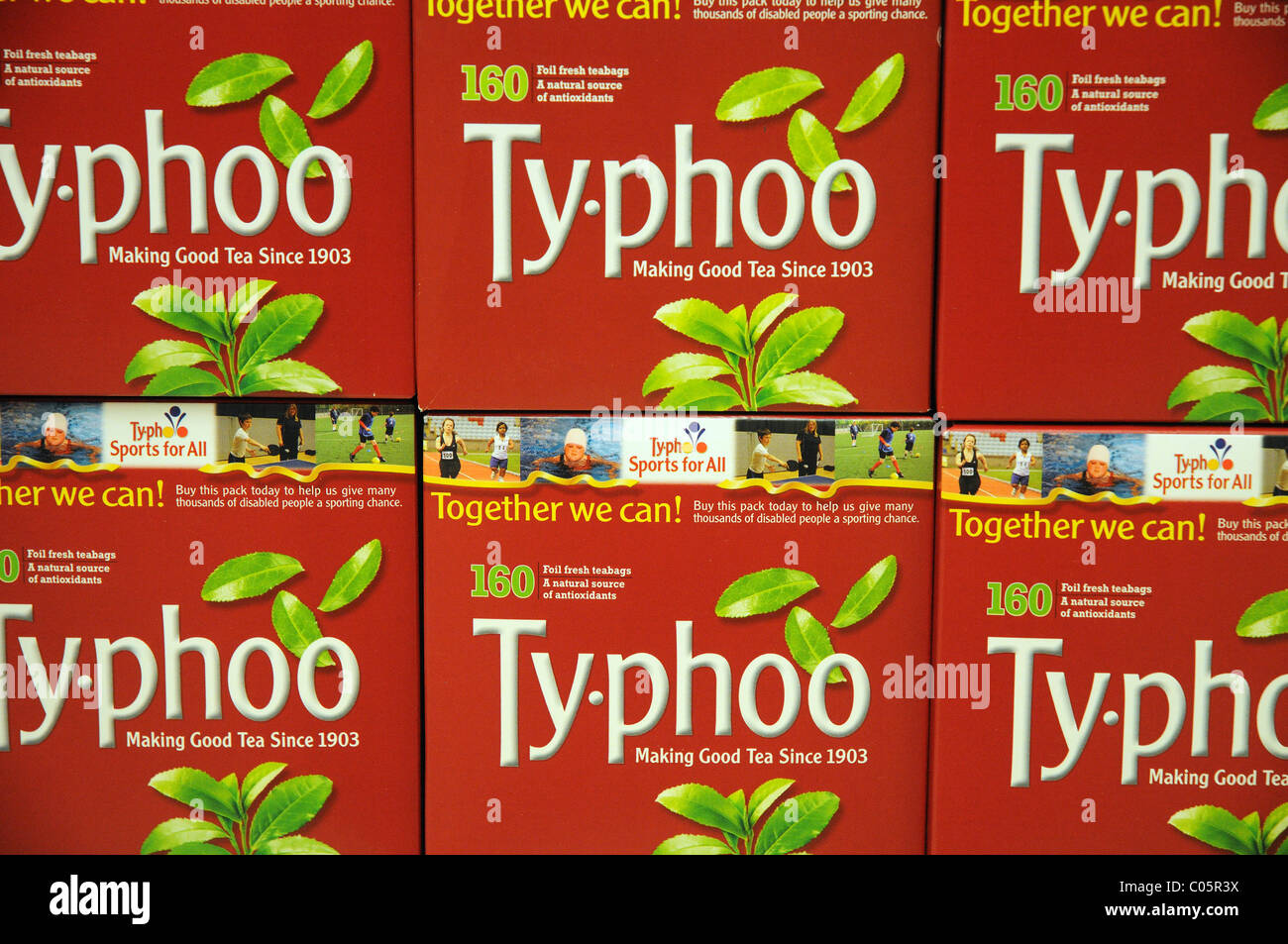 Boxes of typhoo tea on a shelf in a supermarket in England Stock Photo ...