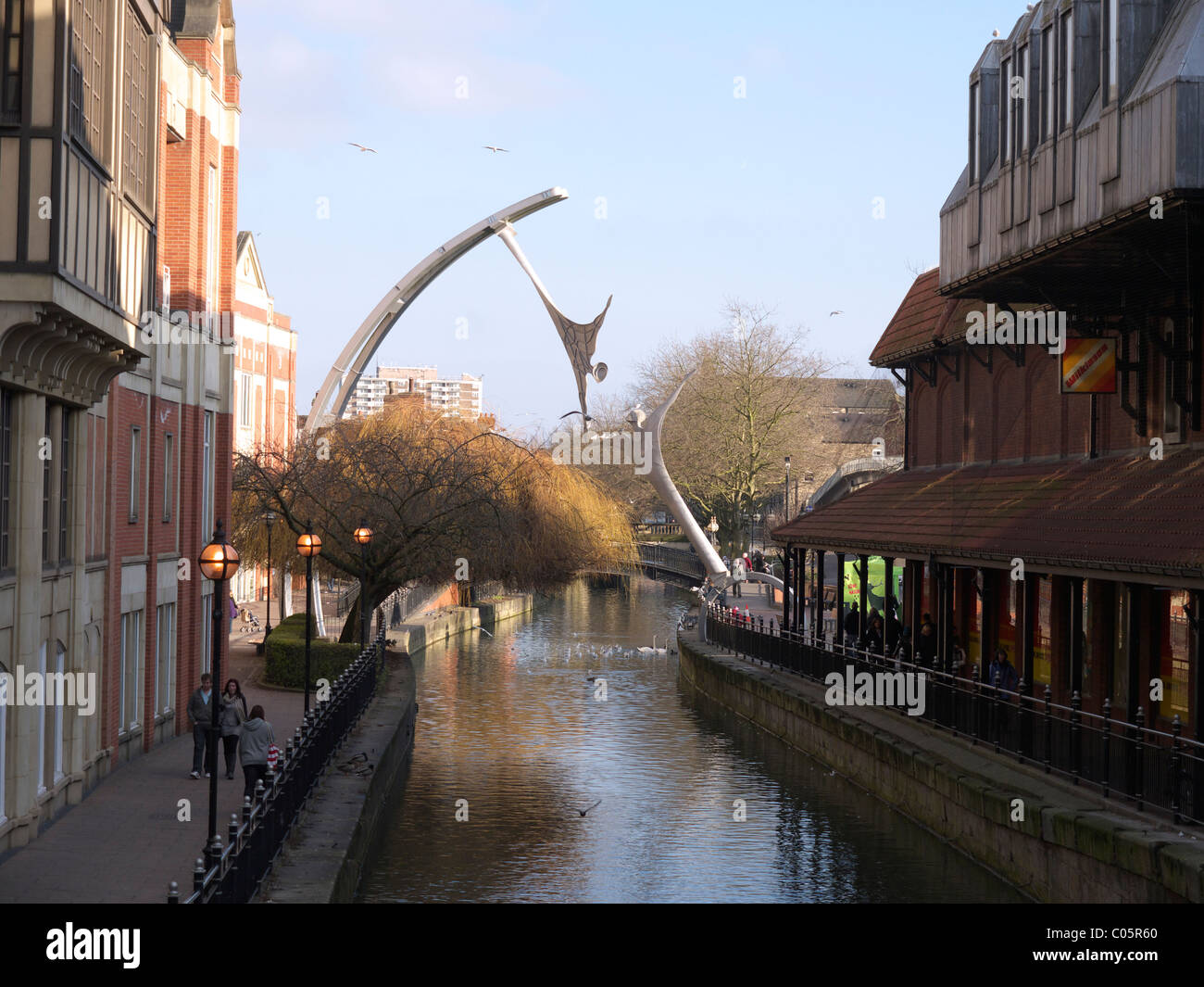 Empowerment sculpture spanning river witham hi-res stock photography ...