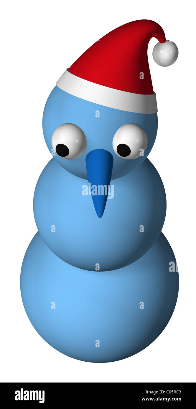 The blue snowman on a white background, it is isolated, 3d Stock Photo ...
