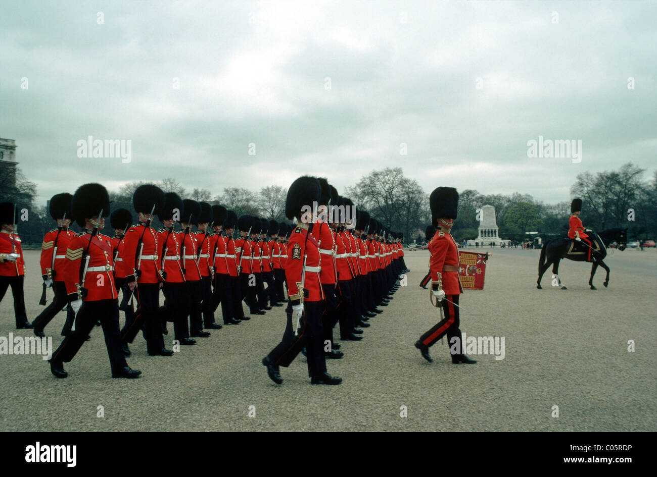 Scots Guards trooping the colour in Horse Guards Parade Stock Photo - Alamy