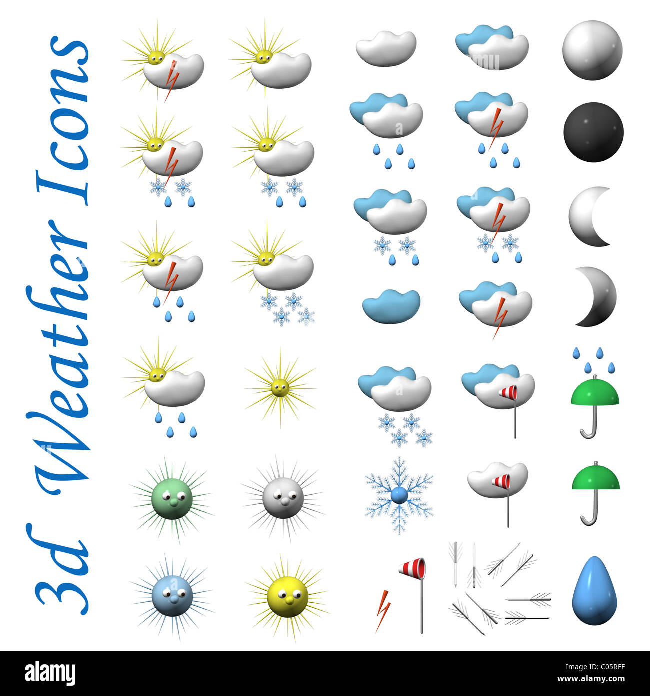Weather forecast symbols Cut Out Stock Images & Pictures - Alamy