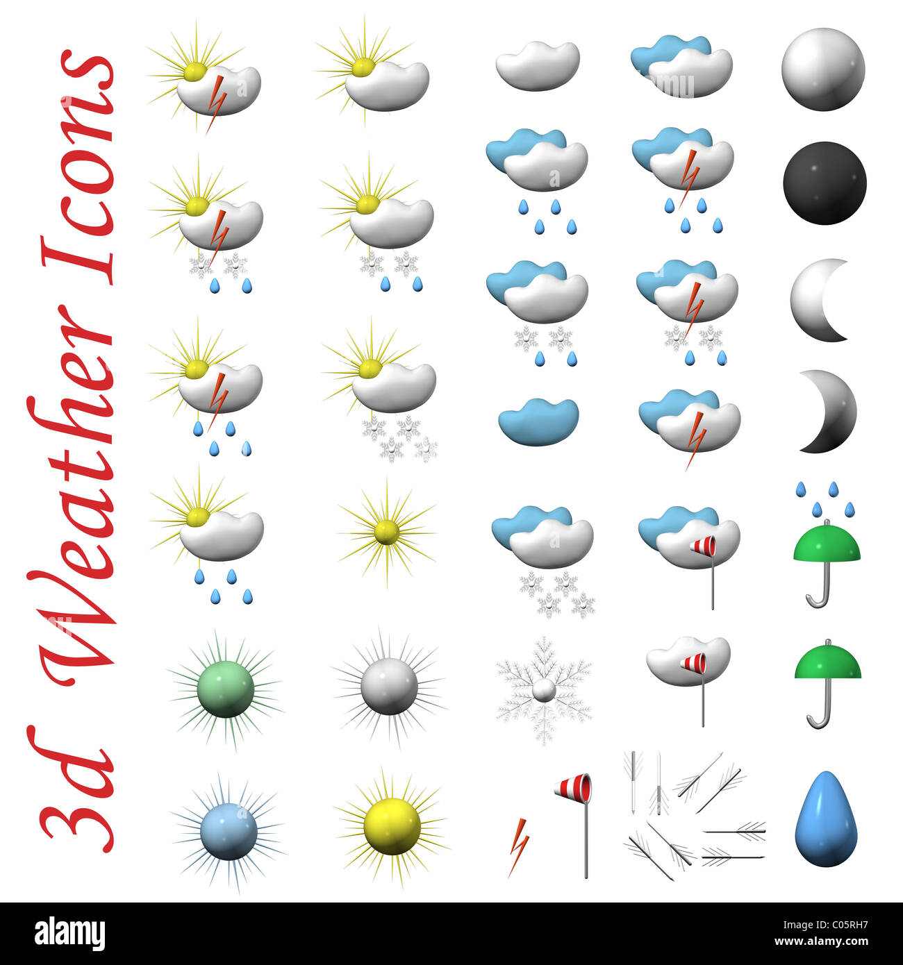 Weather forecast symbols Cut Out Stock Images & Pictures - Alamy