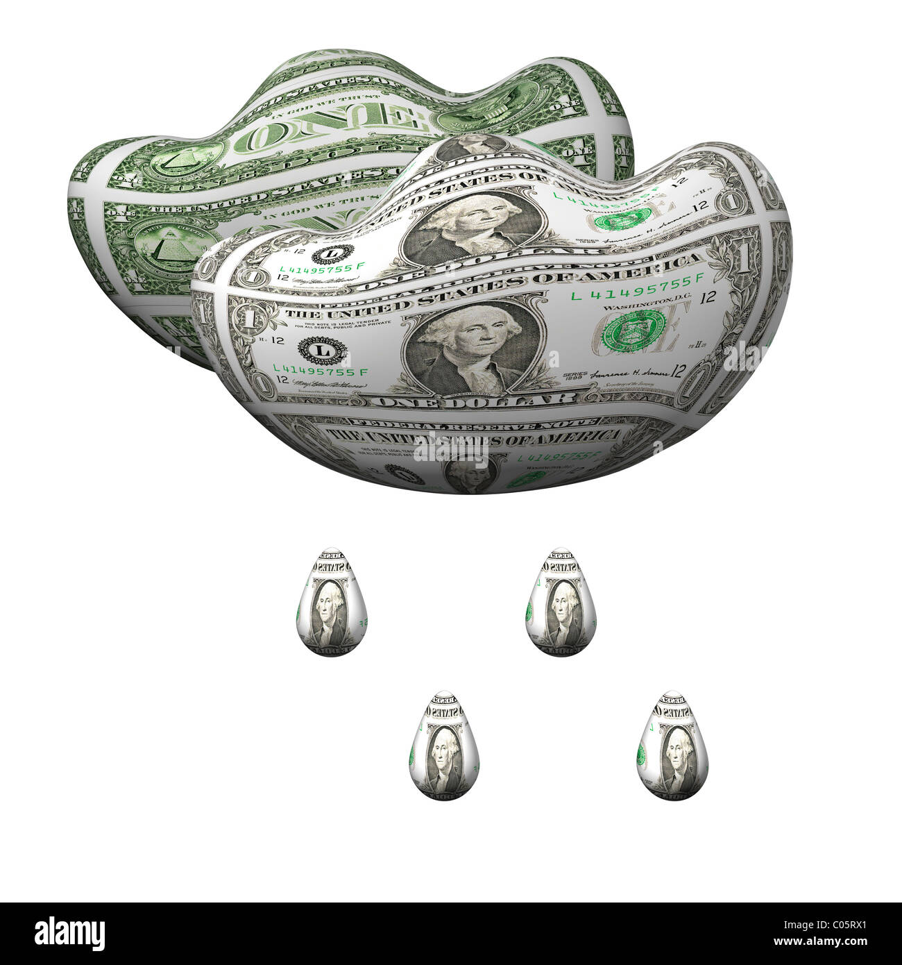 Weather symbol in the financial markets, a monetary rain, it is ...