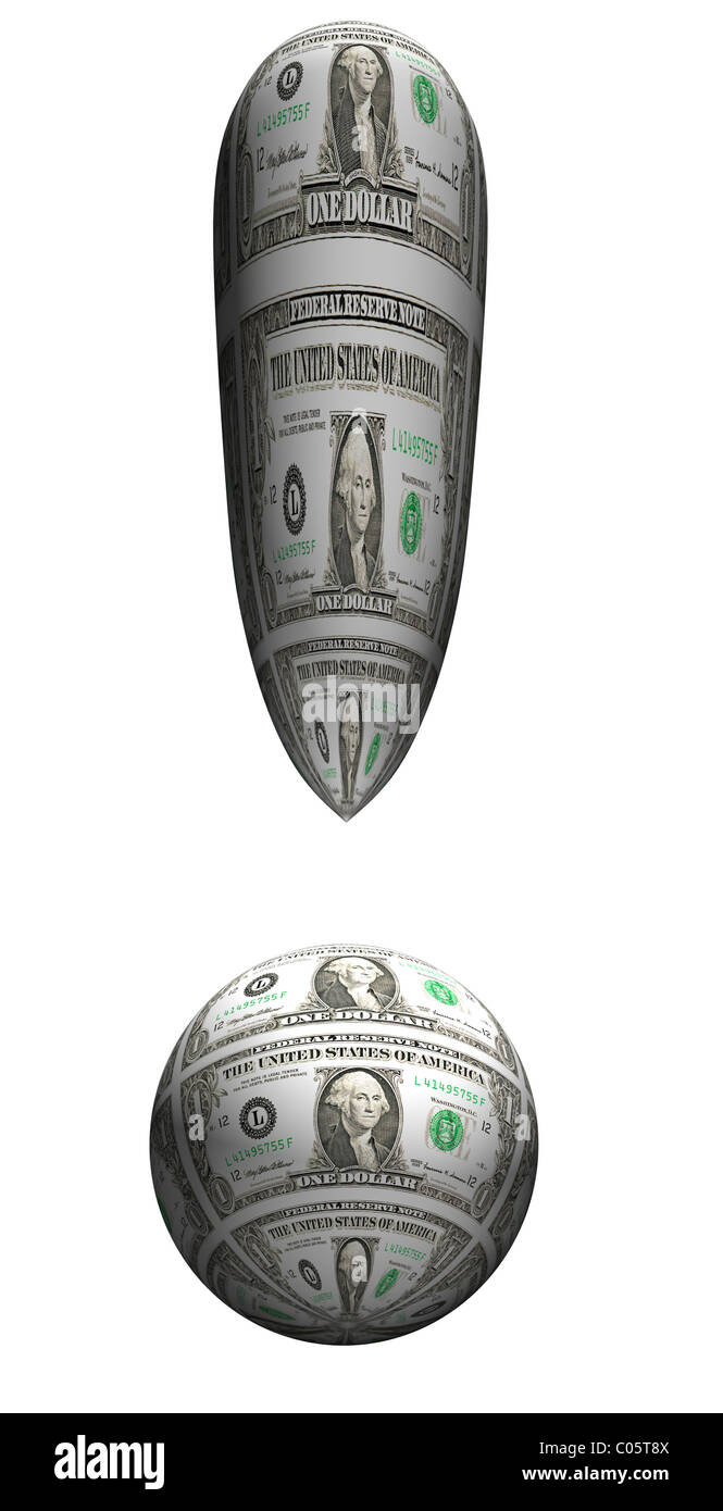 Dollar exclamation mark, 3d, a white background Stock Photo - Alamy