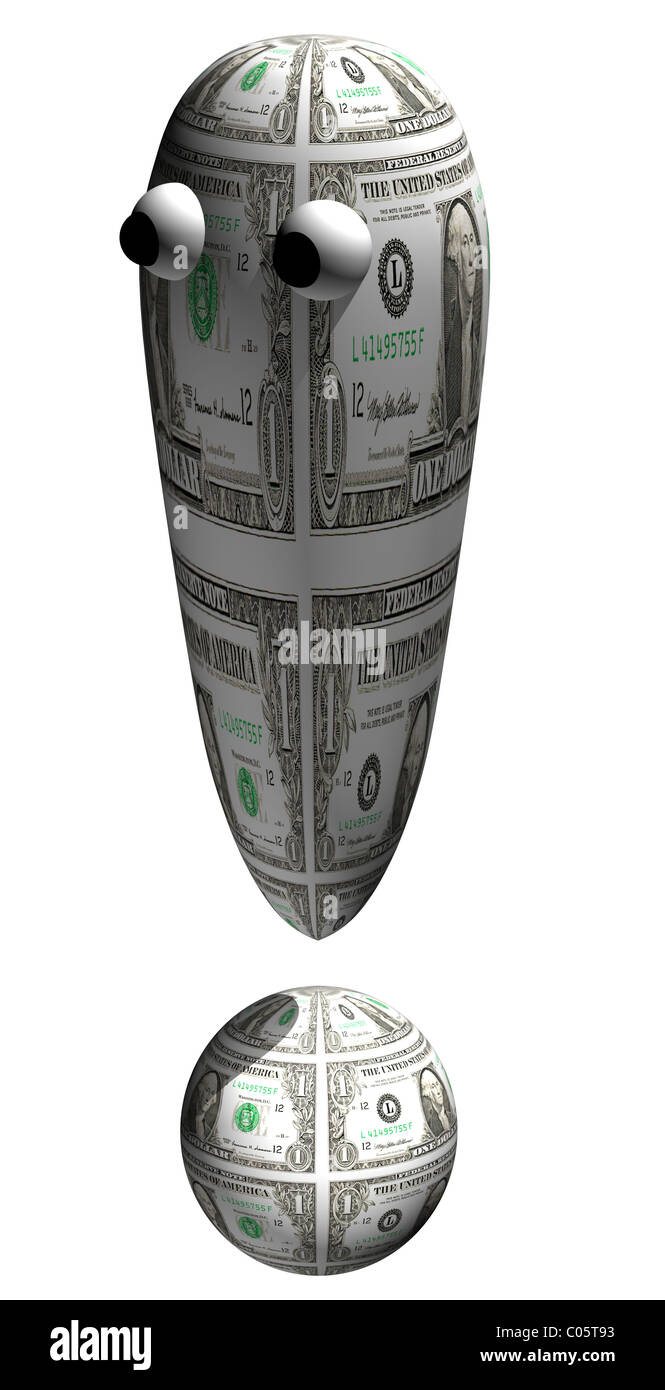 Dollar exclamation mark with eyes, 3d, a white background Stock Photo ...