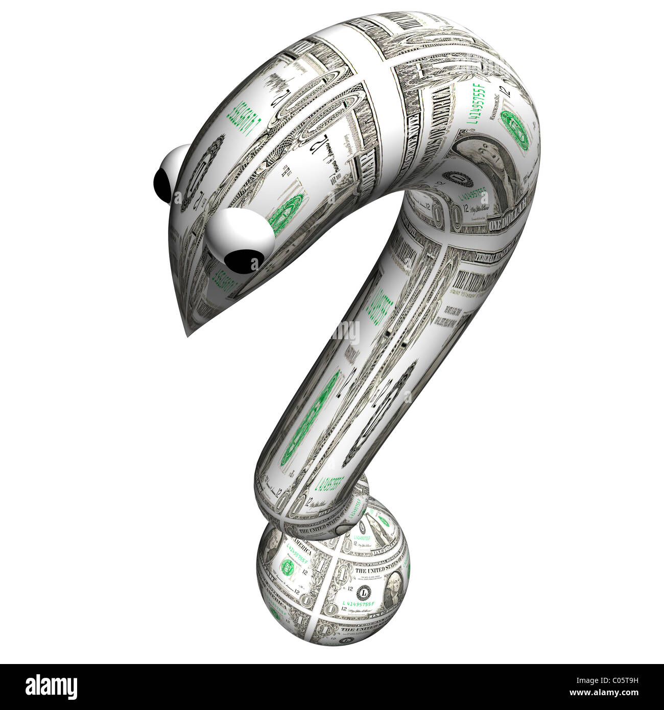 Dollar question mark with eyes, 3d, a white background Stock Photo - Alamy