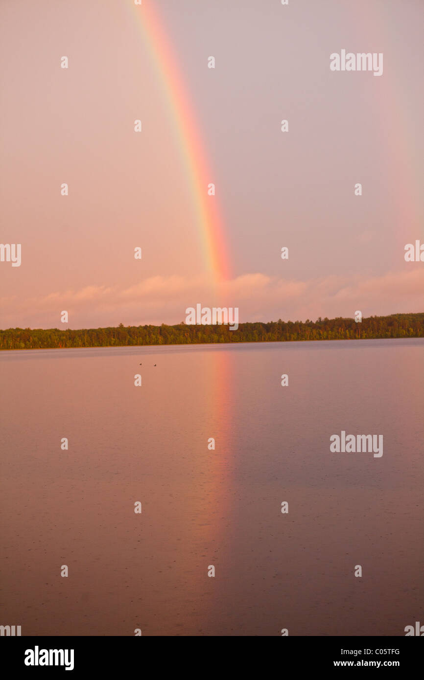 Rainbow over a lake in the Northwoods of Wisconsin Stock Photo - Alamy