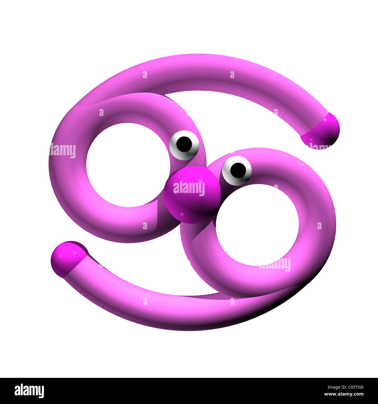 Female pink zodiac signs, the front view, 3d, it is isolated. Cancer ...