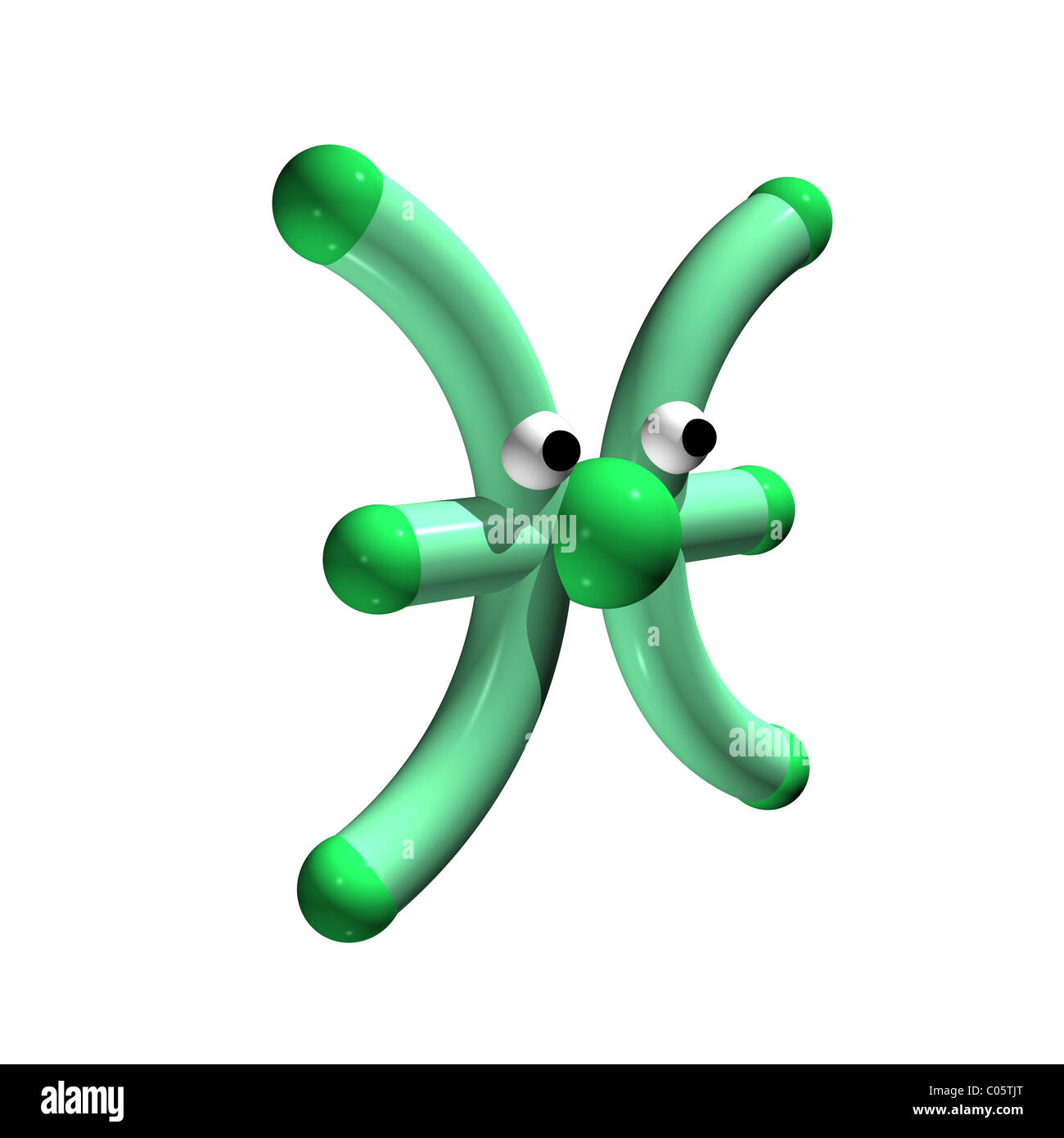 Green zodiac signs, side view, 3d, it is isolated. Pisces Stock Photo ...