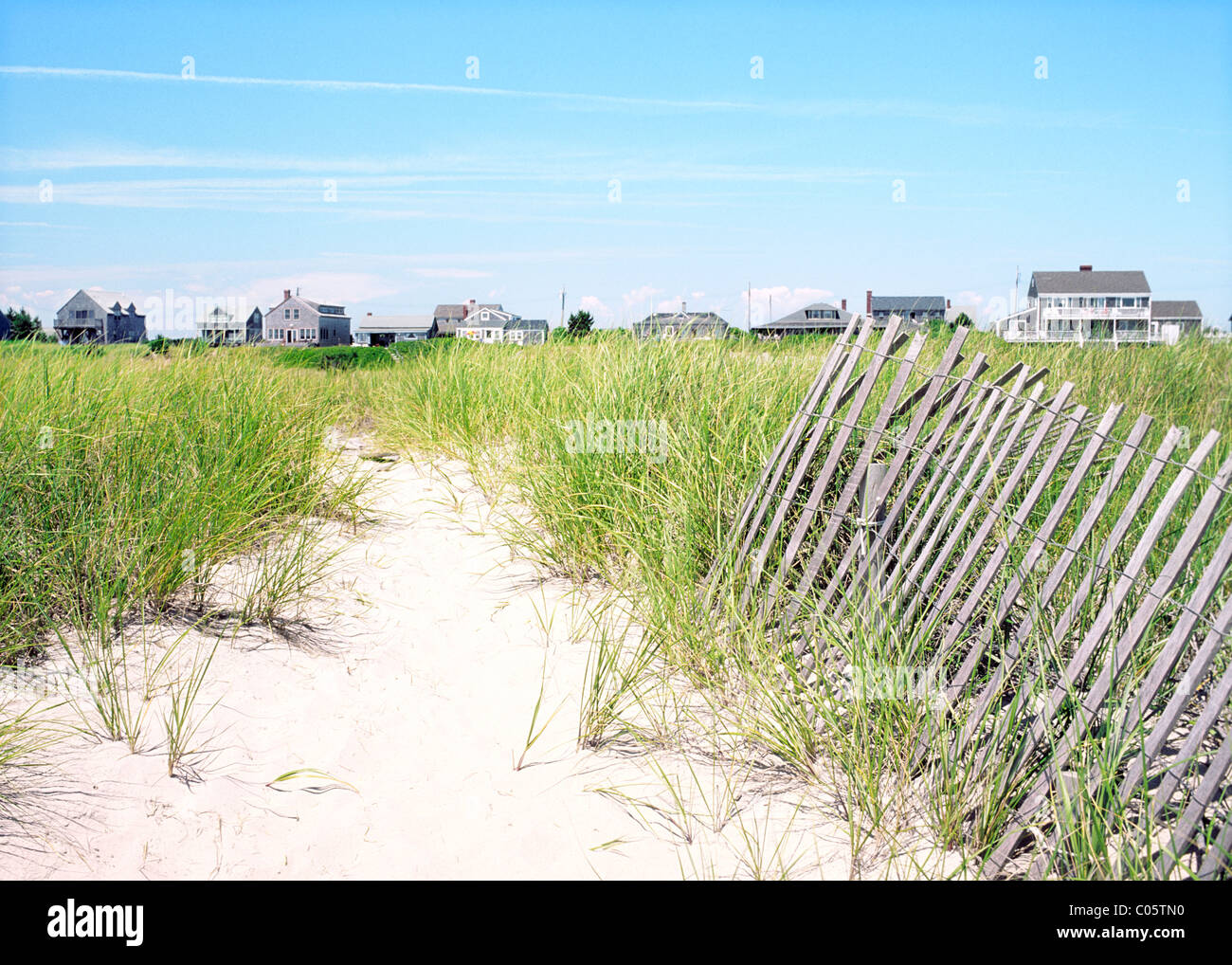 Homes on Surfside Beach, Nantucket Island, off Cape Cod, Massachusetts ...