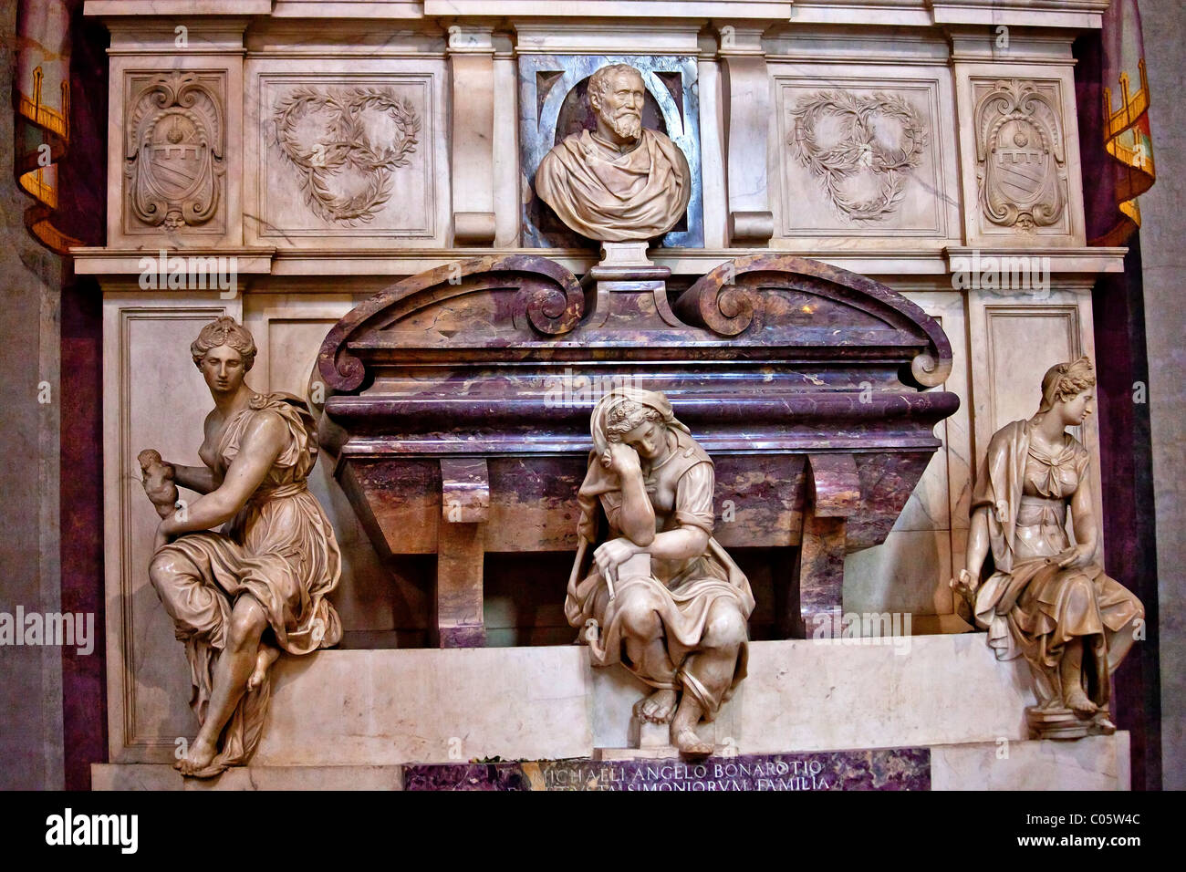 Michelangelo Tomb Bust Statues Basilica Santa Croce Cathedral Florence ...