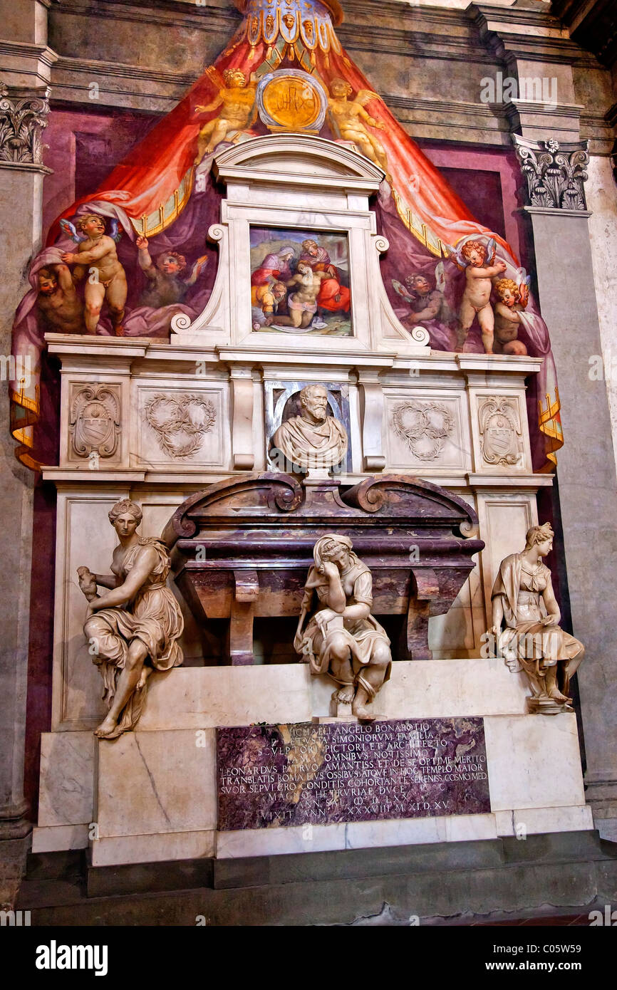 Michelangelo Tomb Bust Statues Painting Basilica Santa Croce Cathedral ...