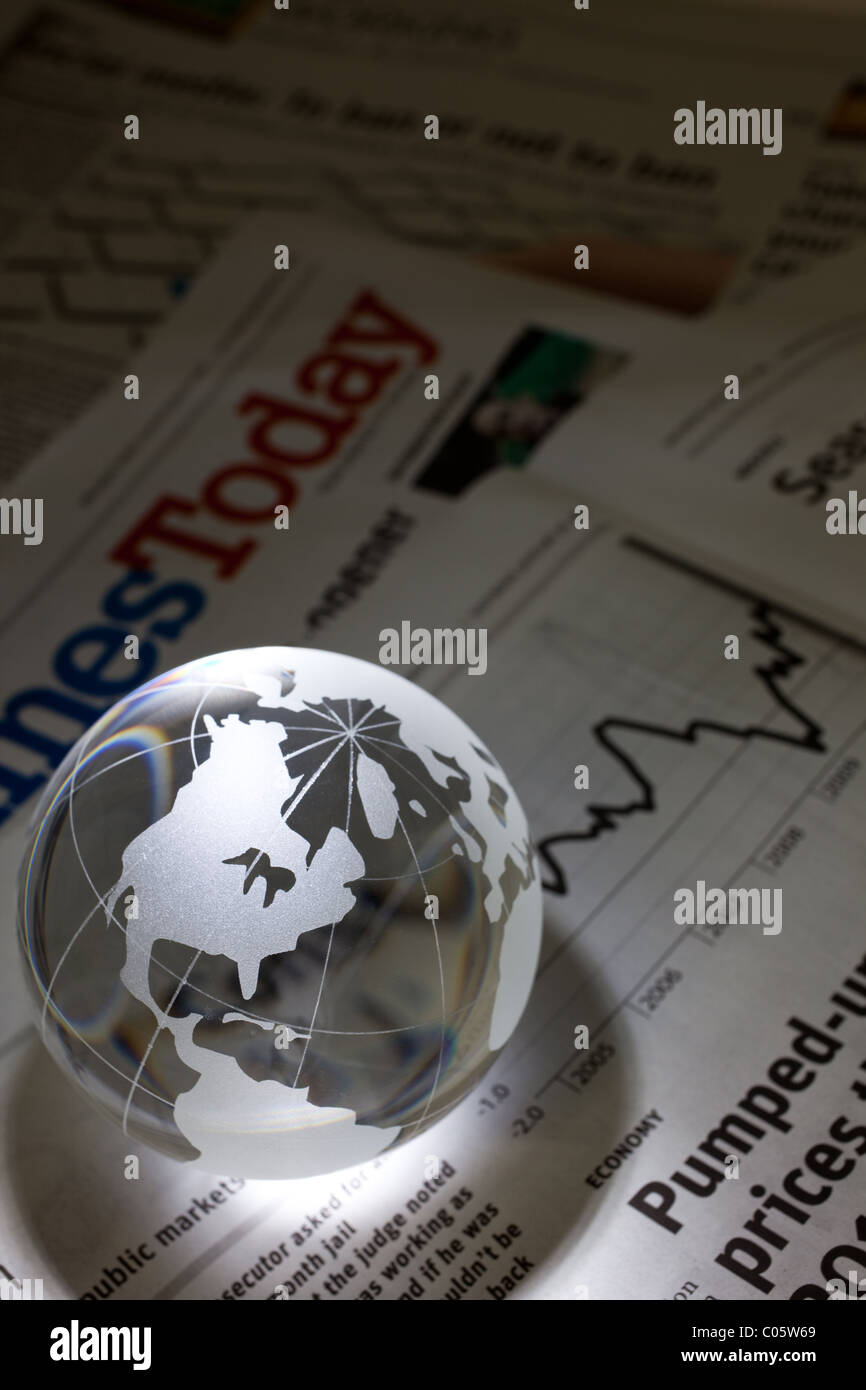 Globe and Newspaper for background Stock Photo - Alamy