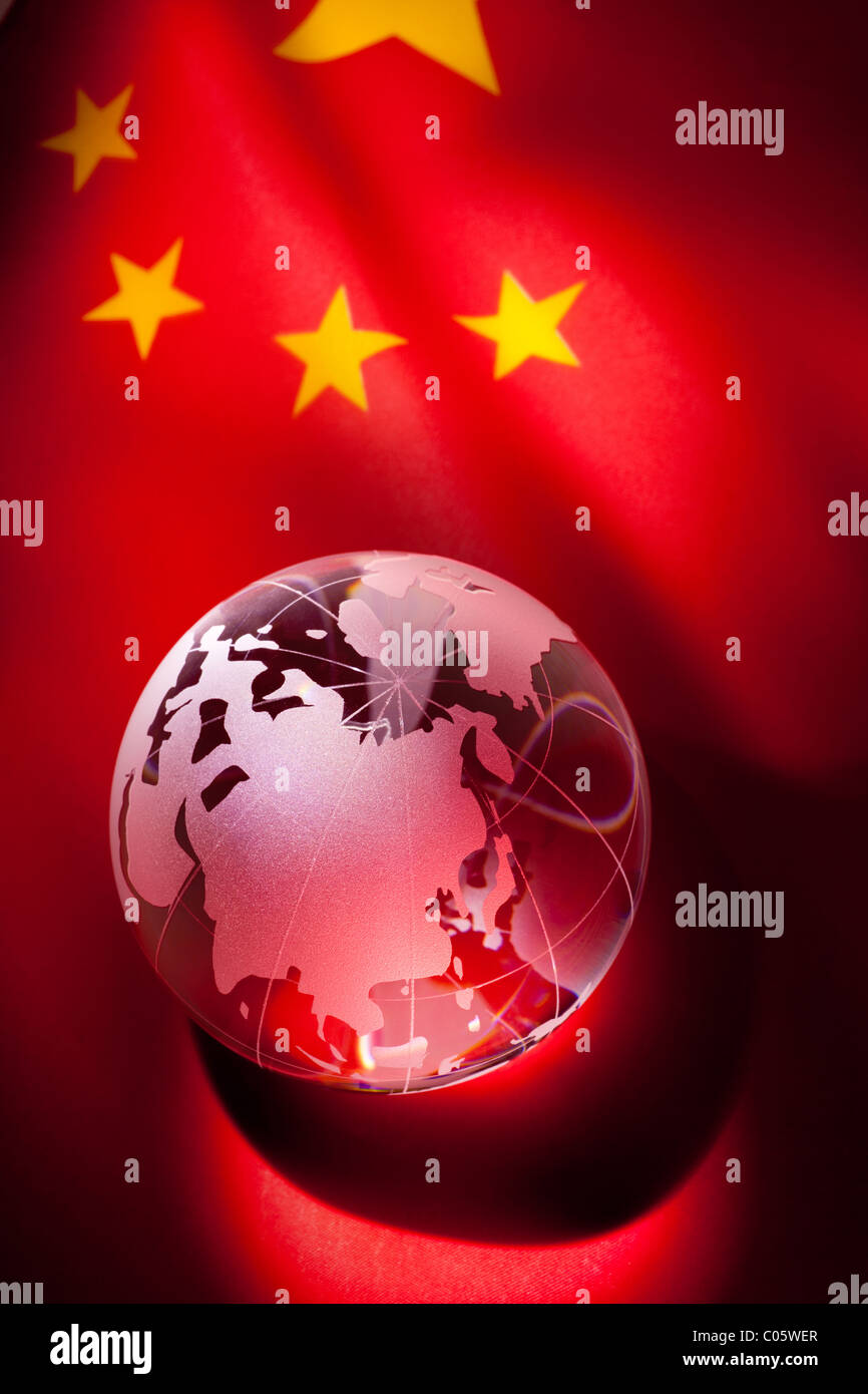 Globe and China Flag for background Stock Photo - Alamy