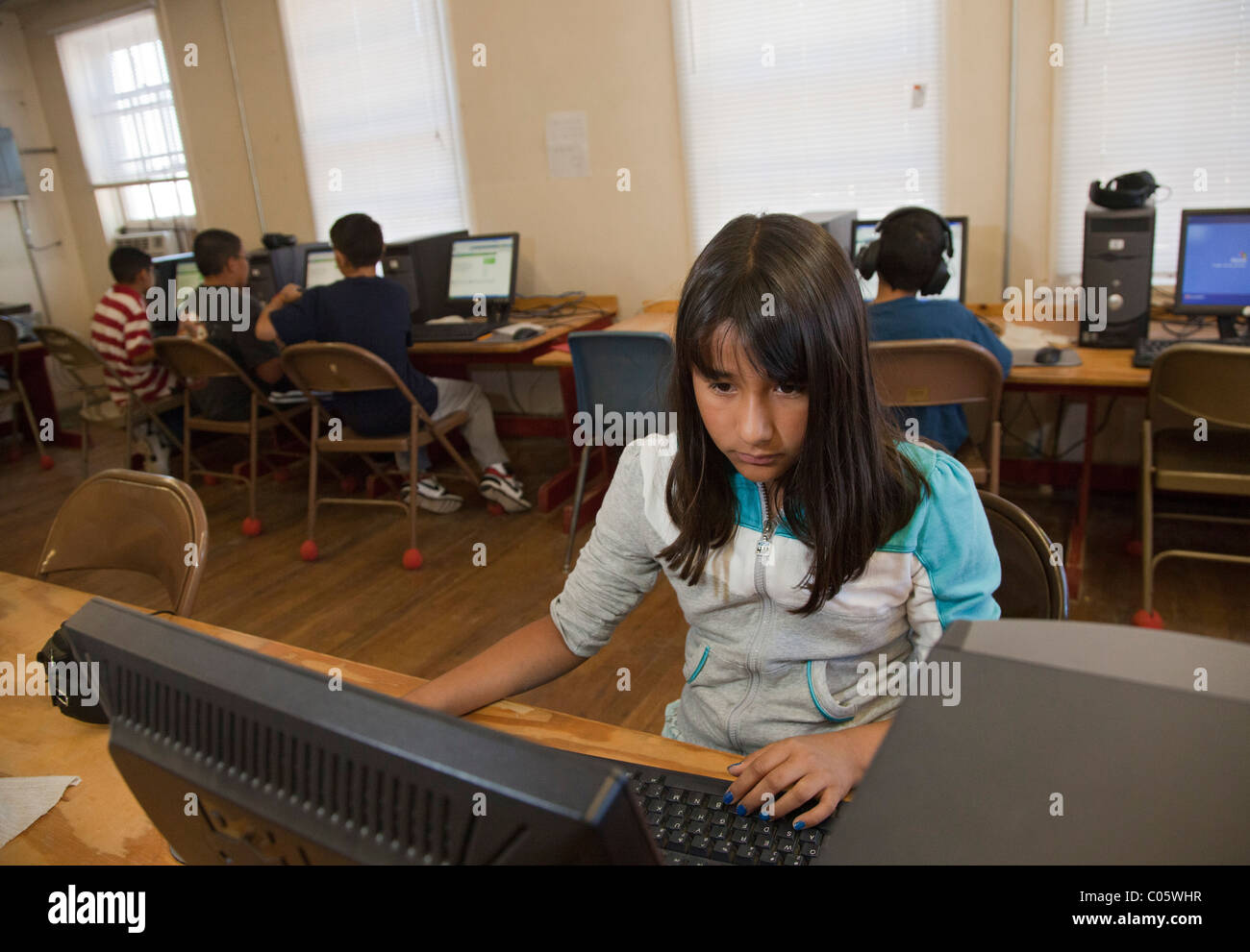 Teenage Girl In A Computer Lab Highres Stock Photo