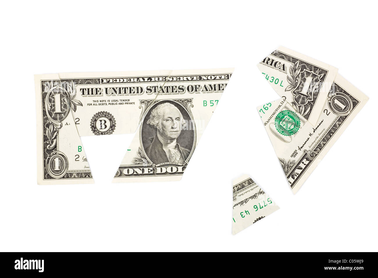 Dollars Puzzle with white background, concept of Financial Problem ...