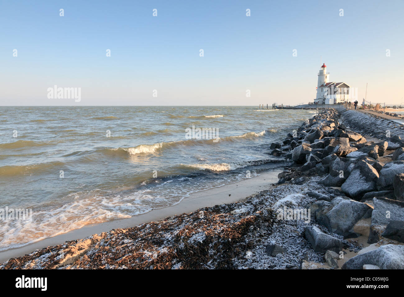 Beautiful beach lighthouse in marken hi-res stock photography and ...