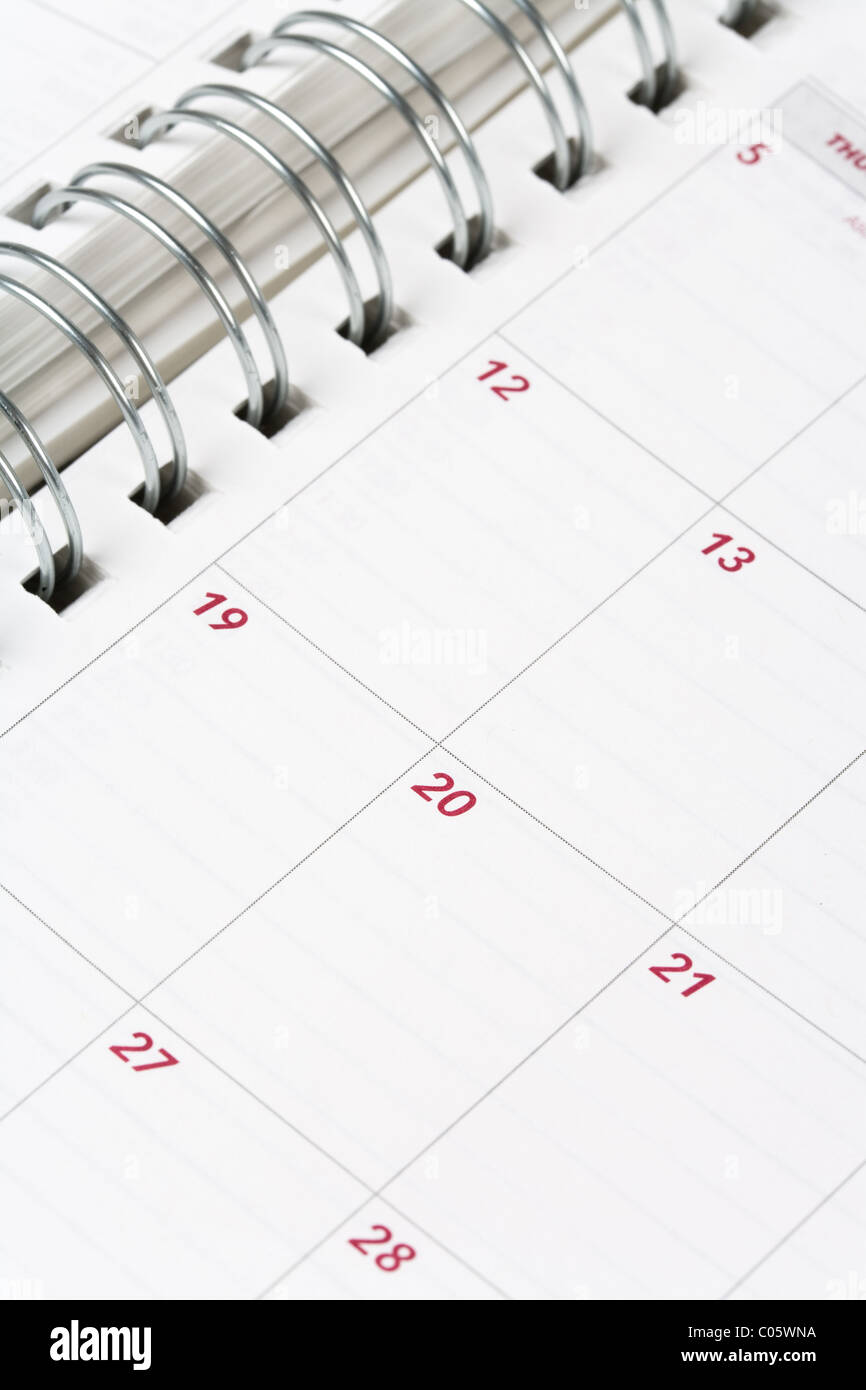 Calendar close up shot for background Stock Photo - Alamy