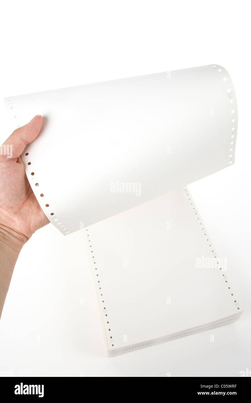 Perforated Computer Paper for background Stock Photo - Alamy