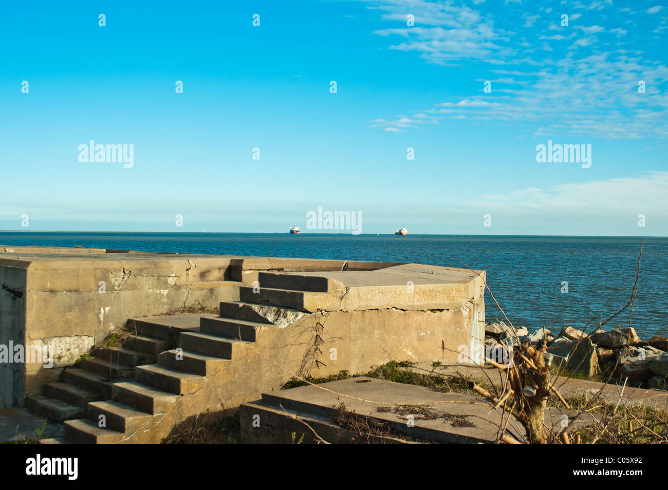 Fortifications at Fort Travis Park, Galveston, Texas Stock Photo - Alamy