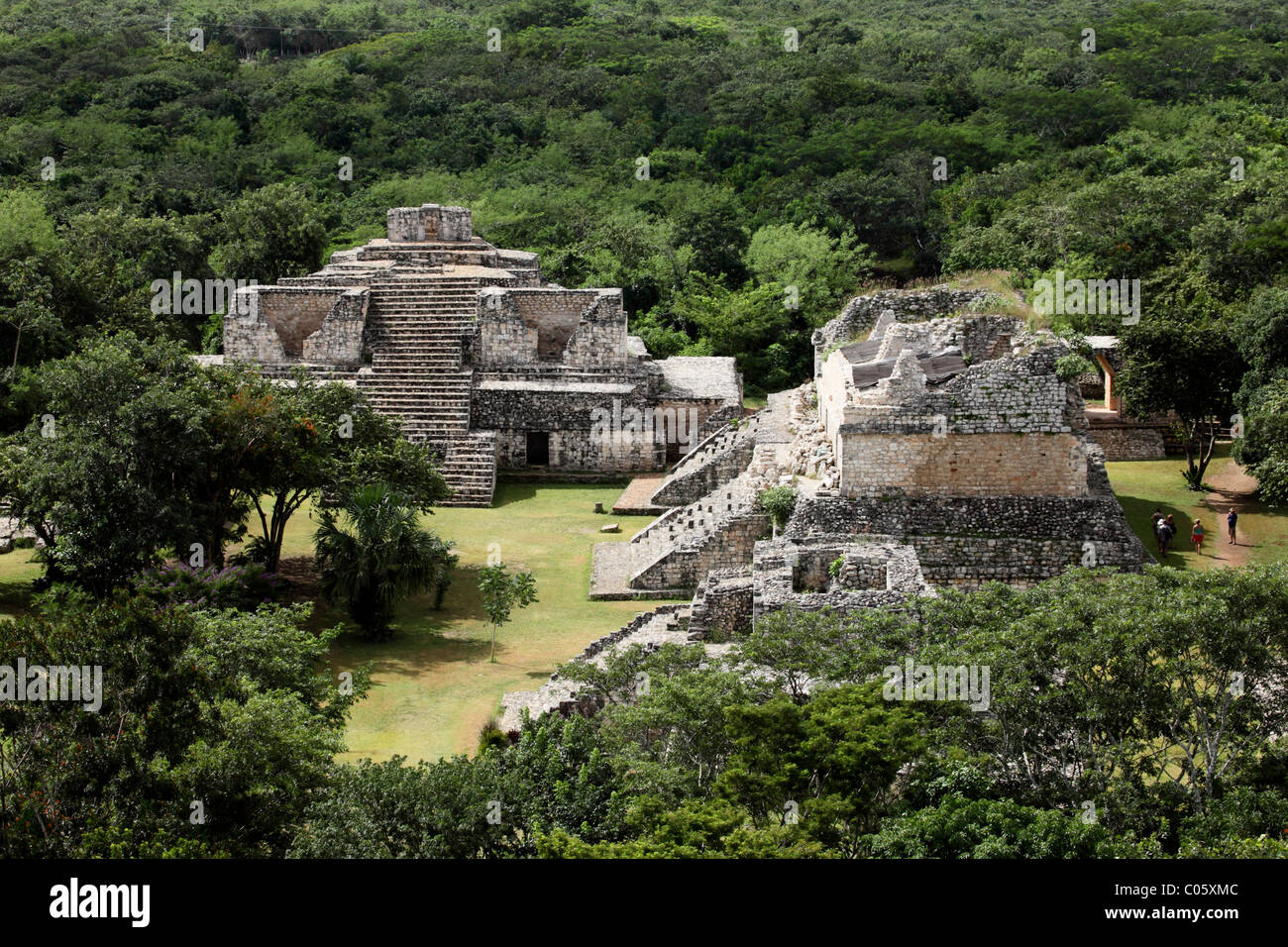 THE OVAL PALACE, THE TWIN PYRAMID AND THE BALL COURT, MAYAN RUINS AT EK ...