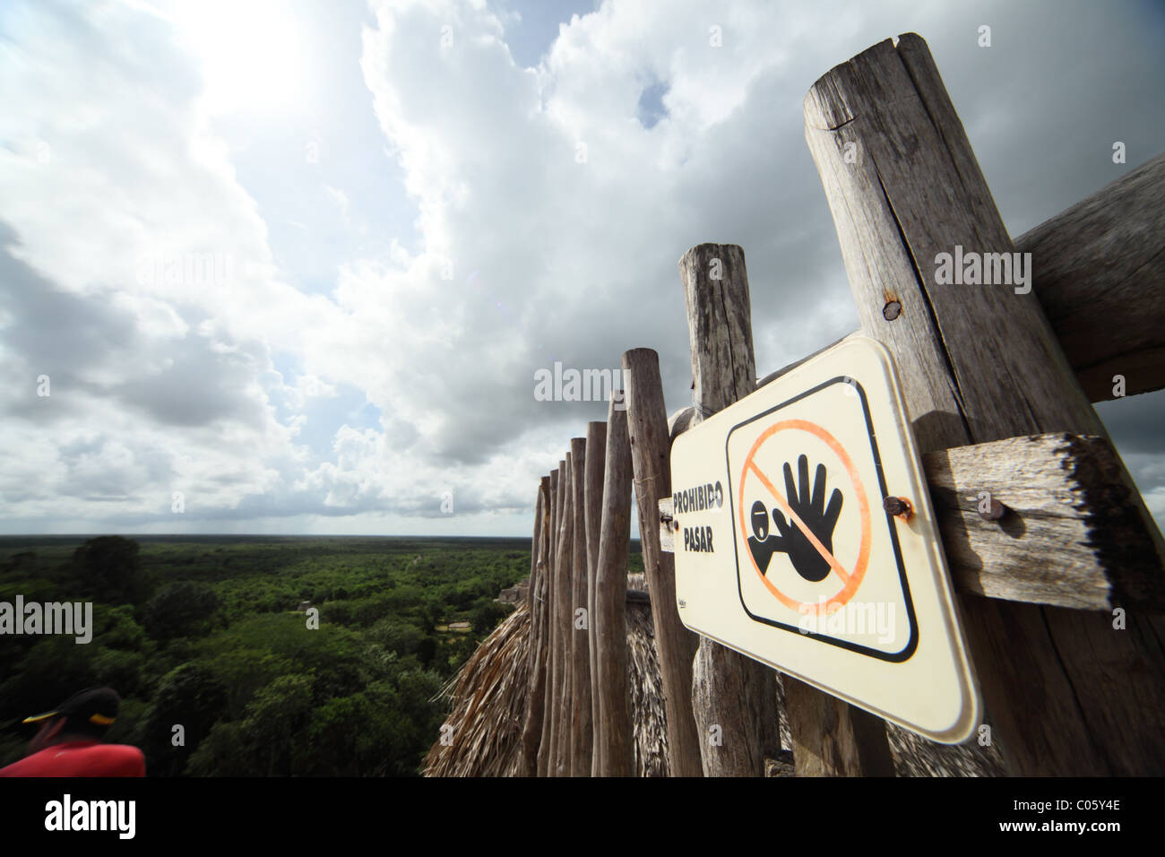 SIGN BOARD AT THE ANCIENT MEXICAN MAYAN RUINS, EK BALAM, MEXICO Stock ...