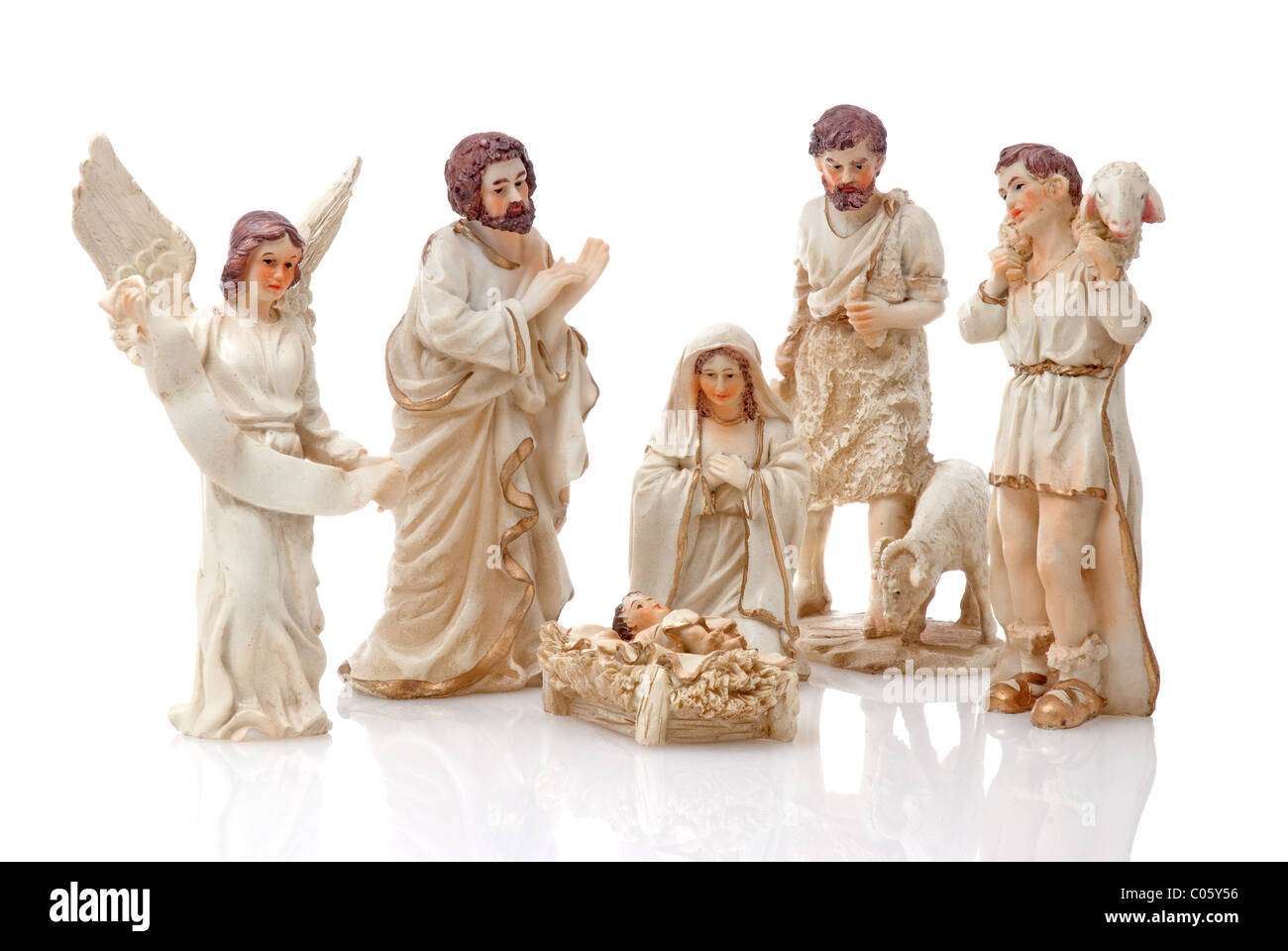 Christmas Crib isolated on white background Stock Photo - Alamy