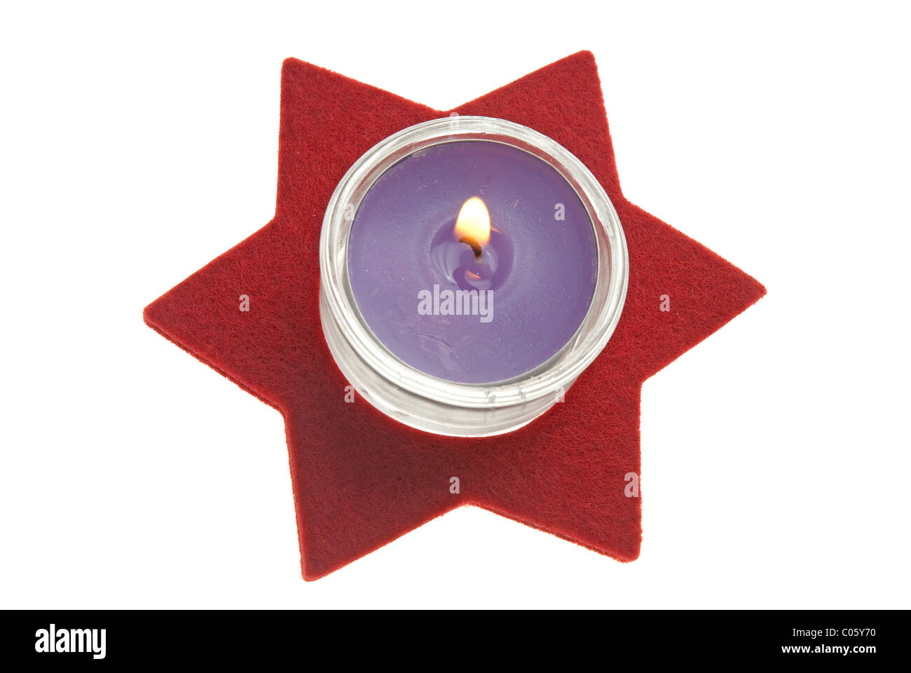 Red star with candle isolated on white background Stock Photo - Alamy