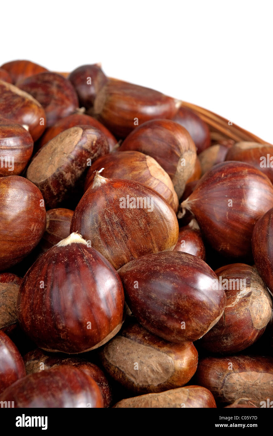 Chestnuts background isolated on white background Stock Photo - Alamy