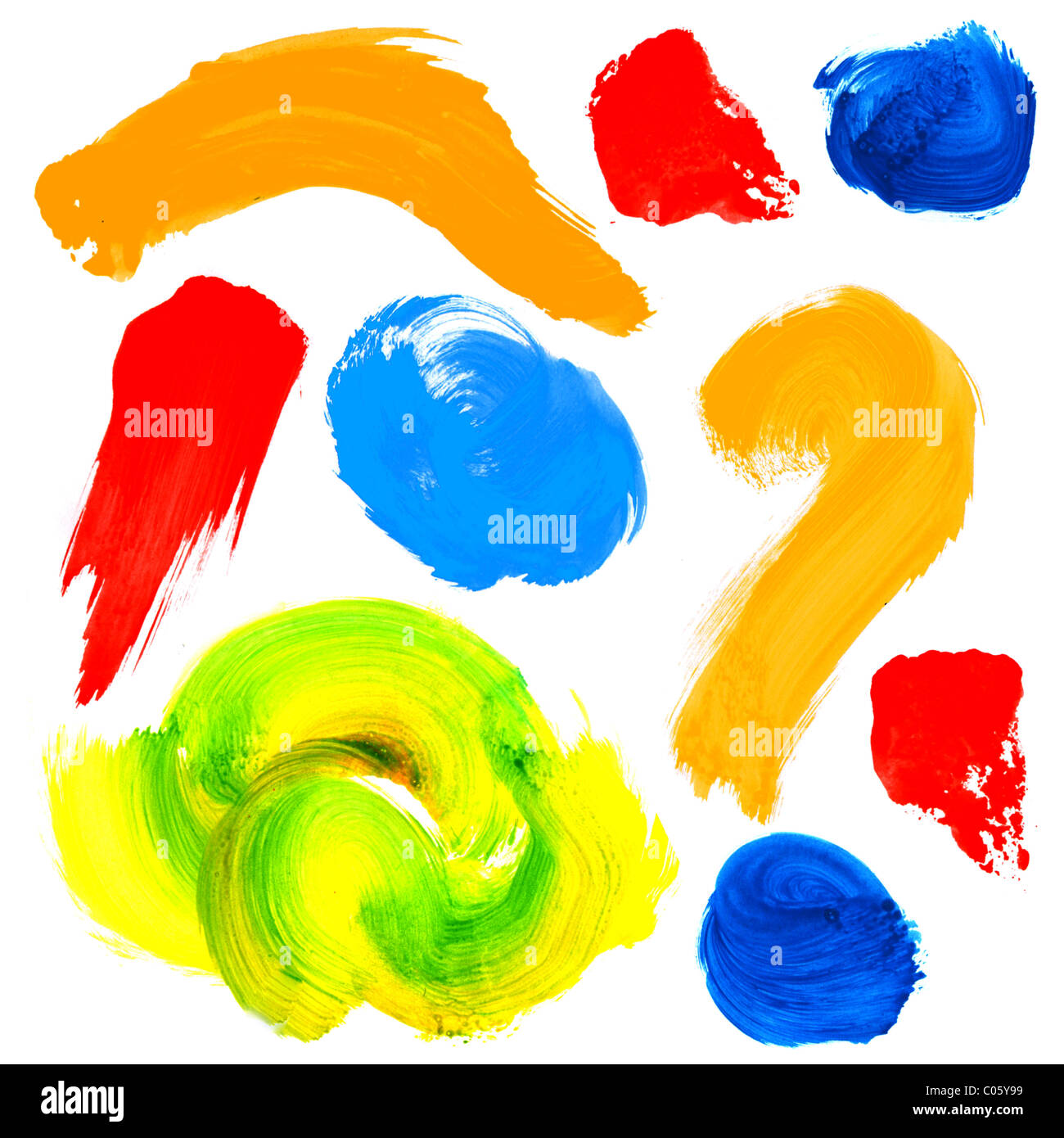 Colorful brush strokes isolated on white background Stock Photo - Alamy