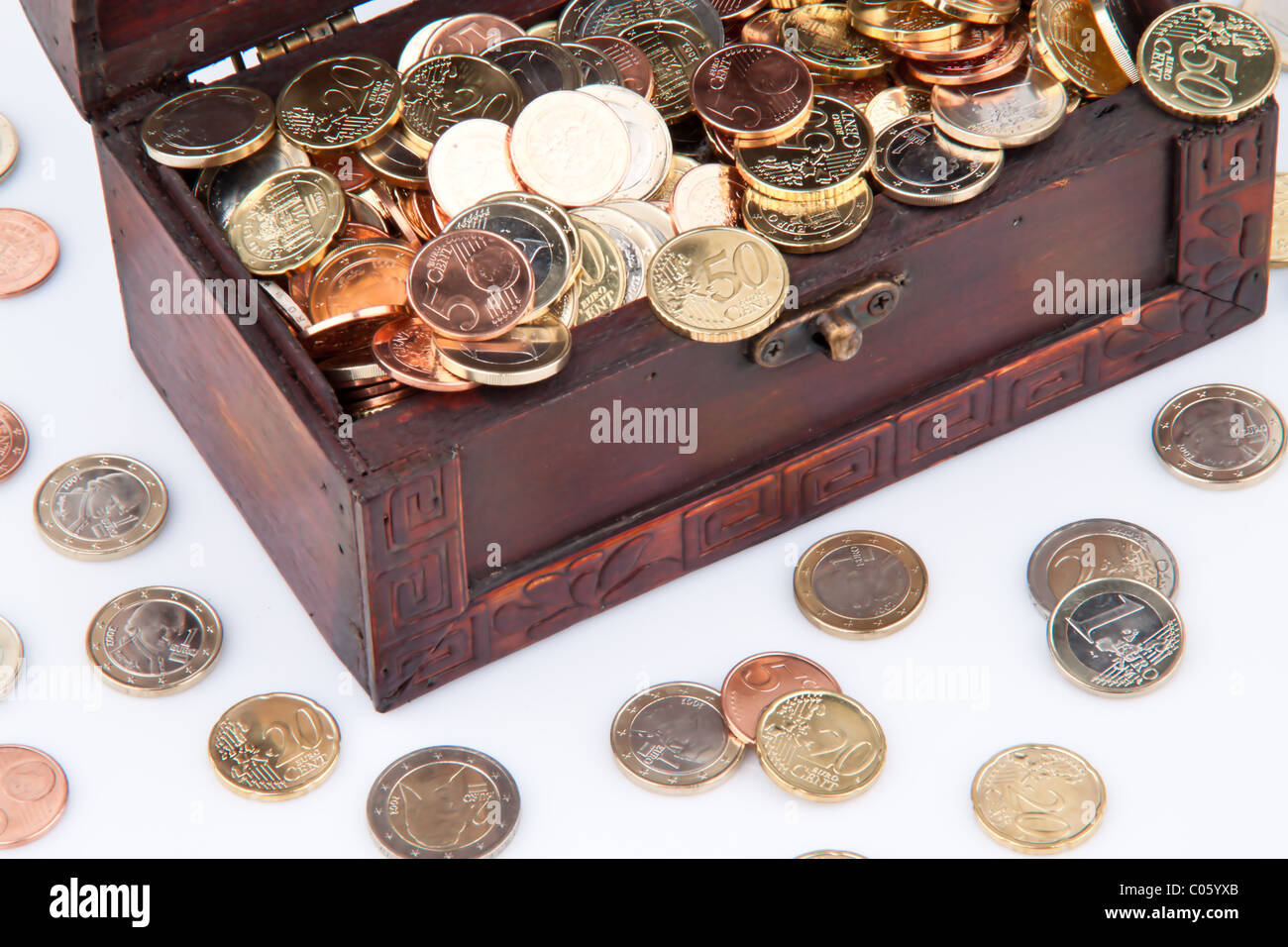 Treasure chest with coins € Stock Photo - Alamy