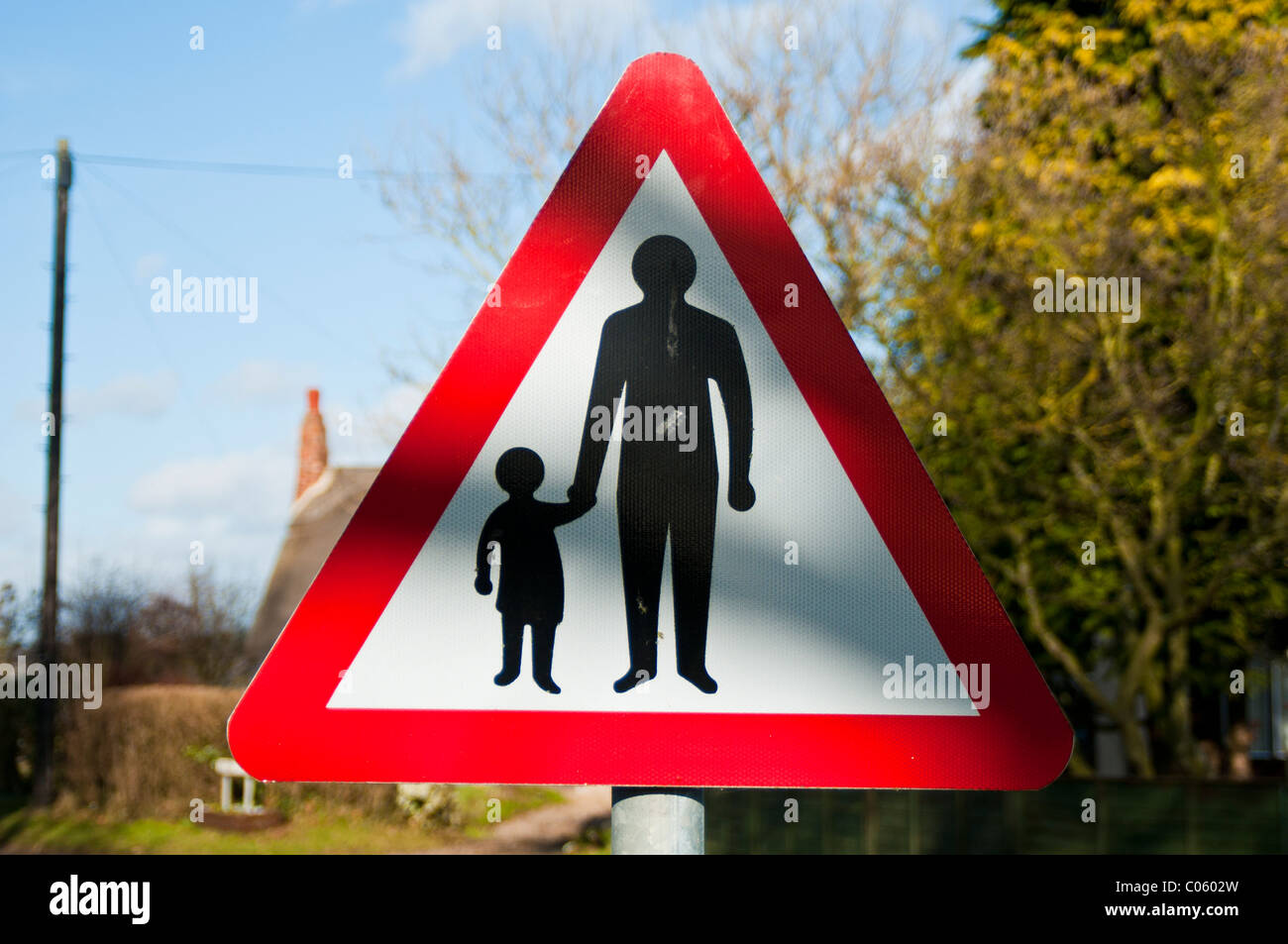 Adult child warning road sign hi-res stock photography and images - Alamy