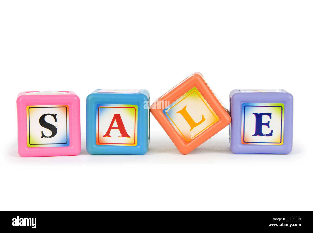 Blocks with Sale word isolated on white Stock Photo - Alamy