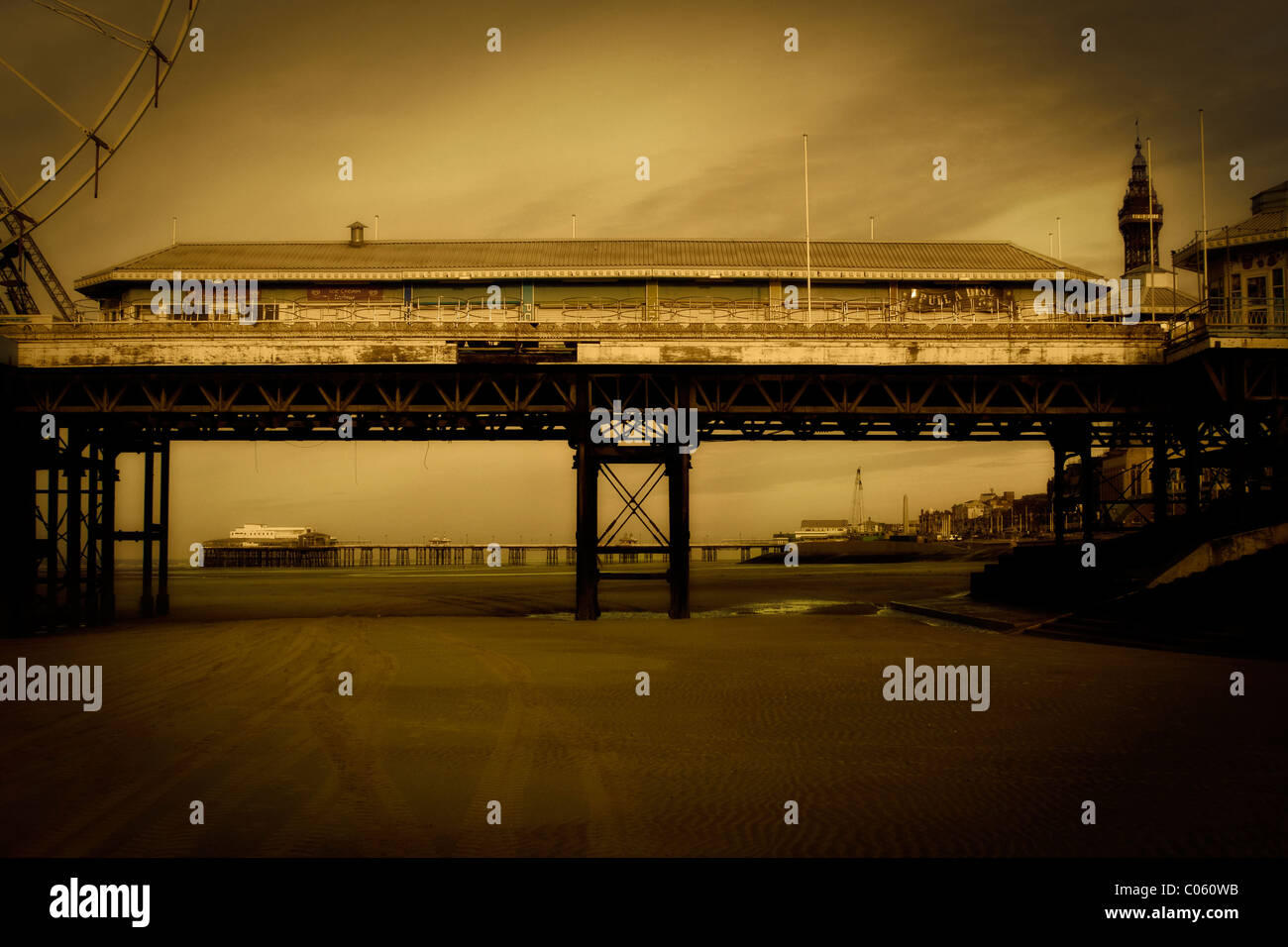 Abstract view of Blackpool pier with the tower in the background Stock ...